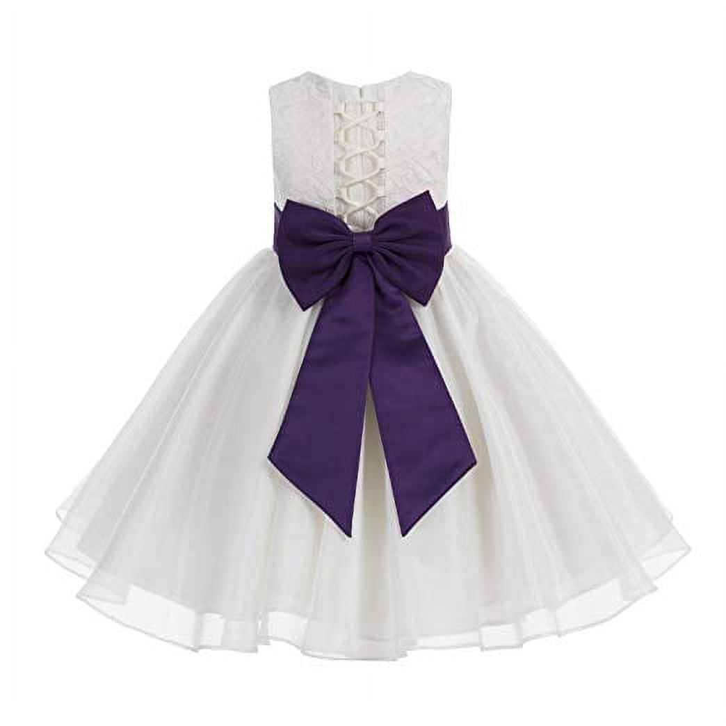 Ekidsbridal Ivory Lace Organza Flower Girl Dress with Colored Sash for ...