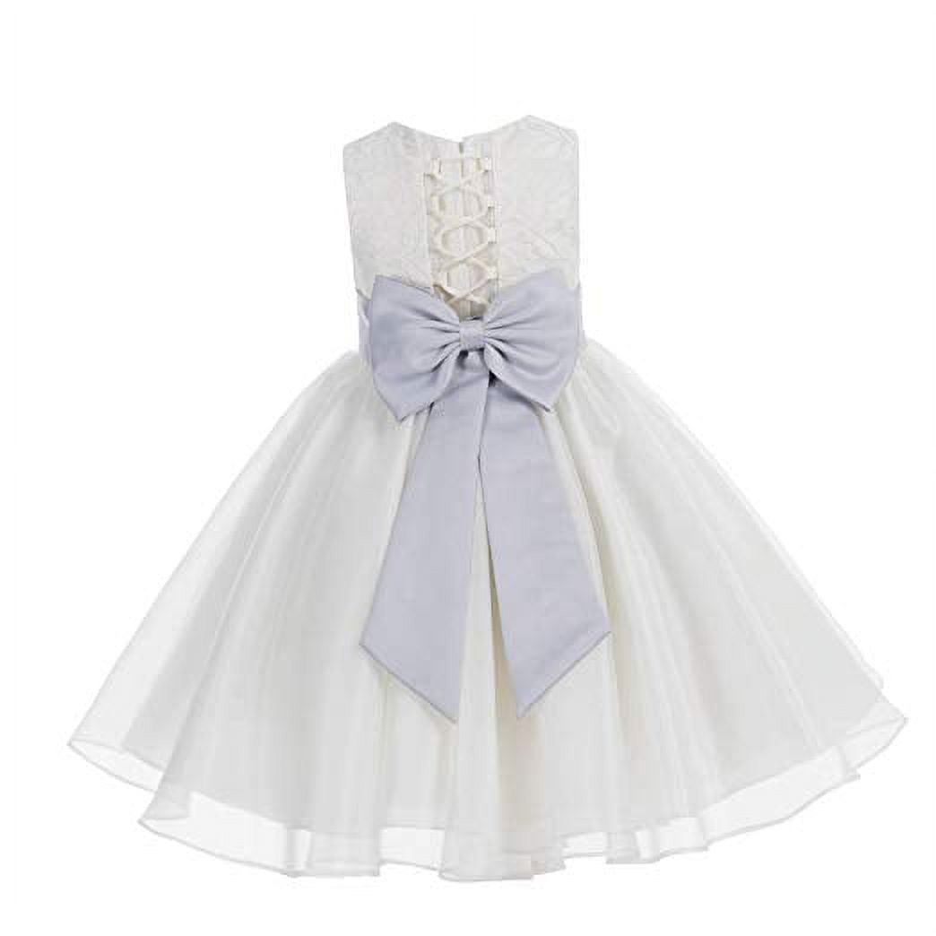 Ekidsbridal Ivory Lace Organza Flower Girl Dress with Colored Sash for ...