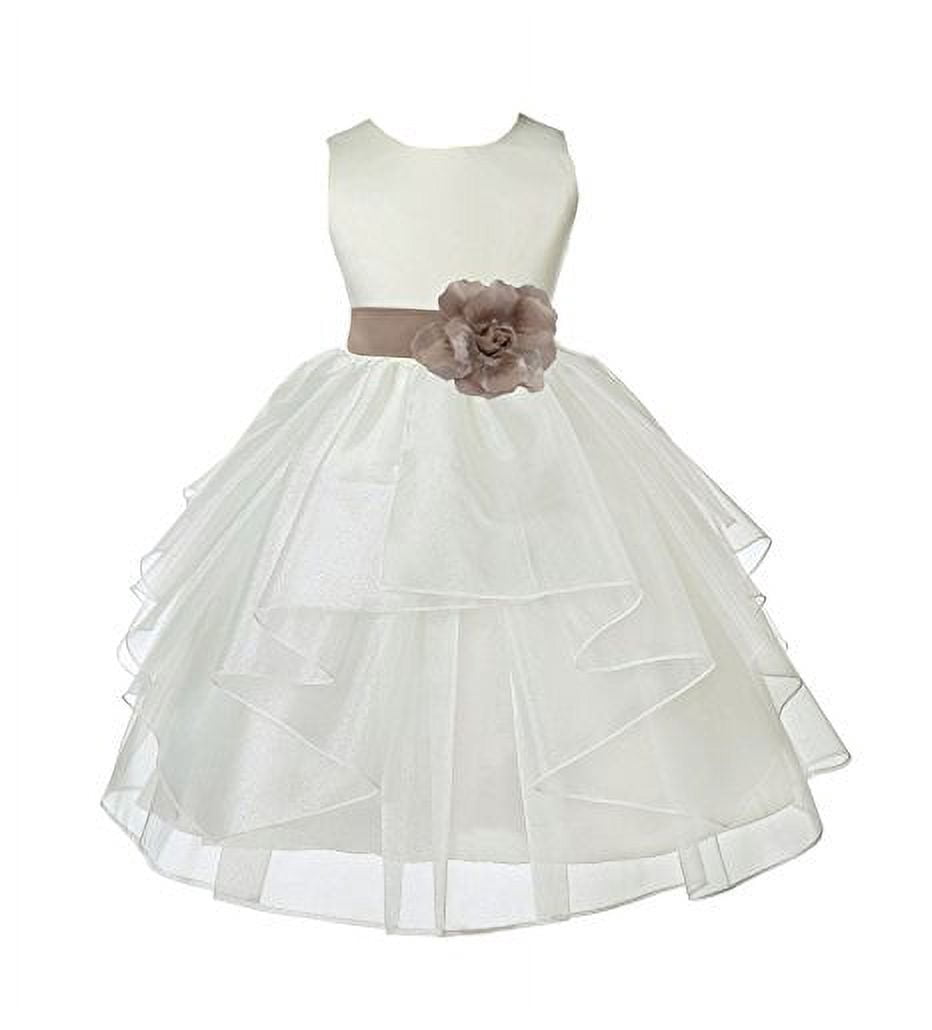 Ekidsbridal Ivory Satin Shimmering Organza Formal Flower Girl Dresses ...