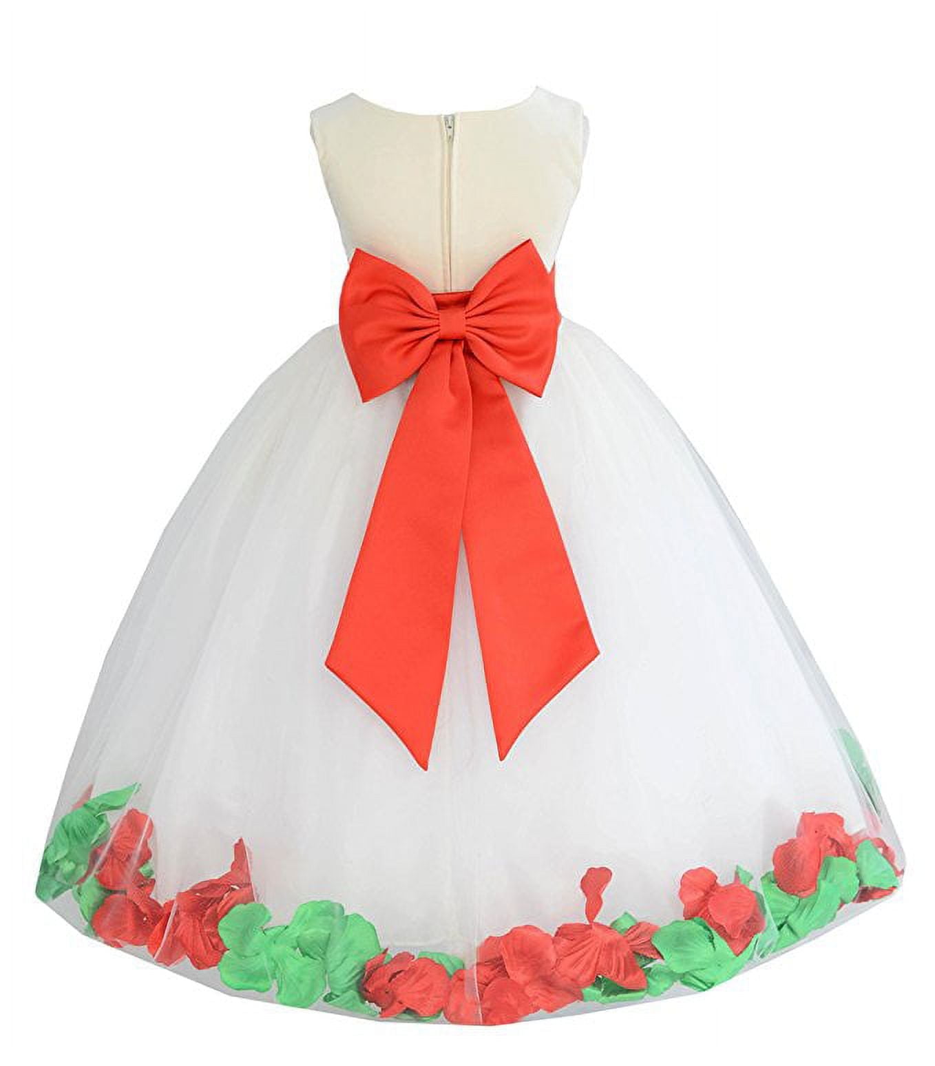 Ekidsbridal Ivory Tulle Multi-Colored Mixed Rose Petals Flower Girl ...