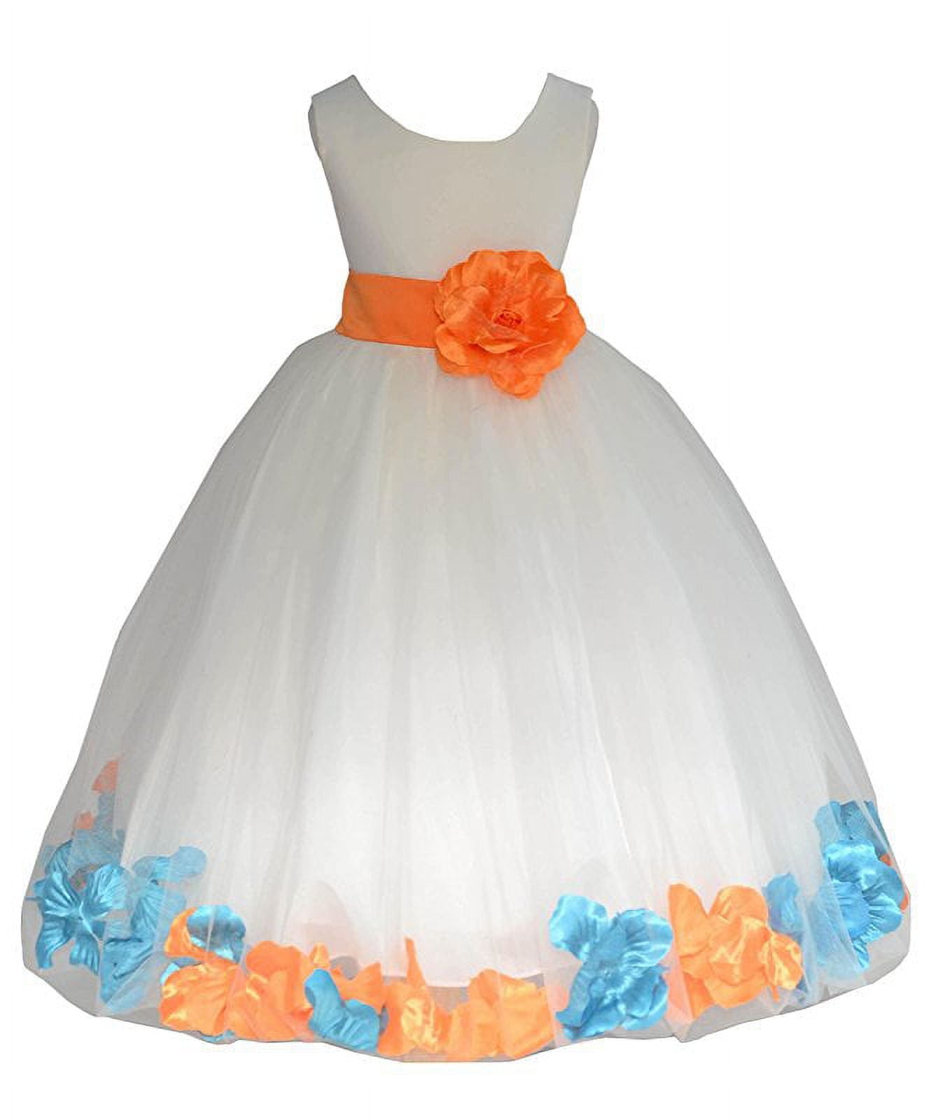 Ekidsbridal Ivory Tulle Multi-Colored Mixed Rose Petals Flower Girl ...