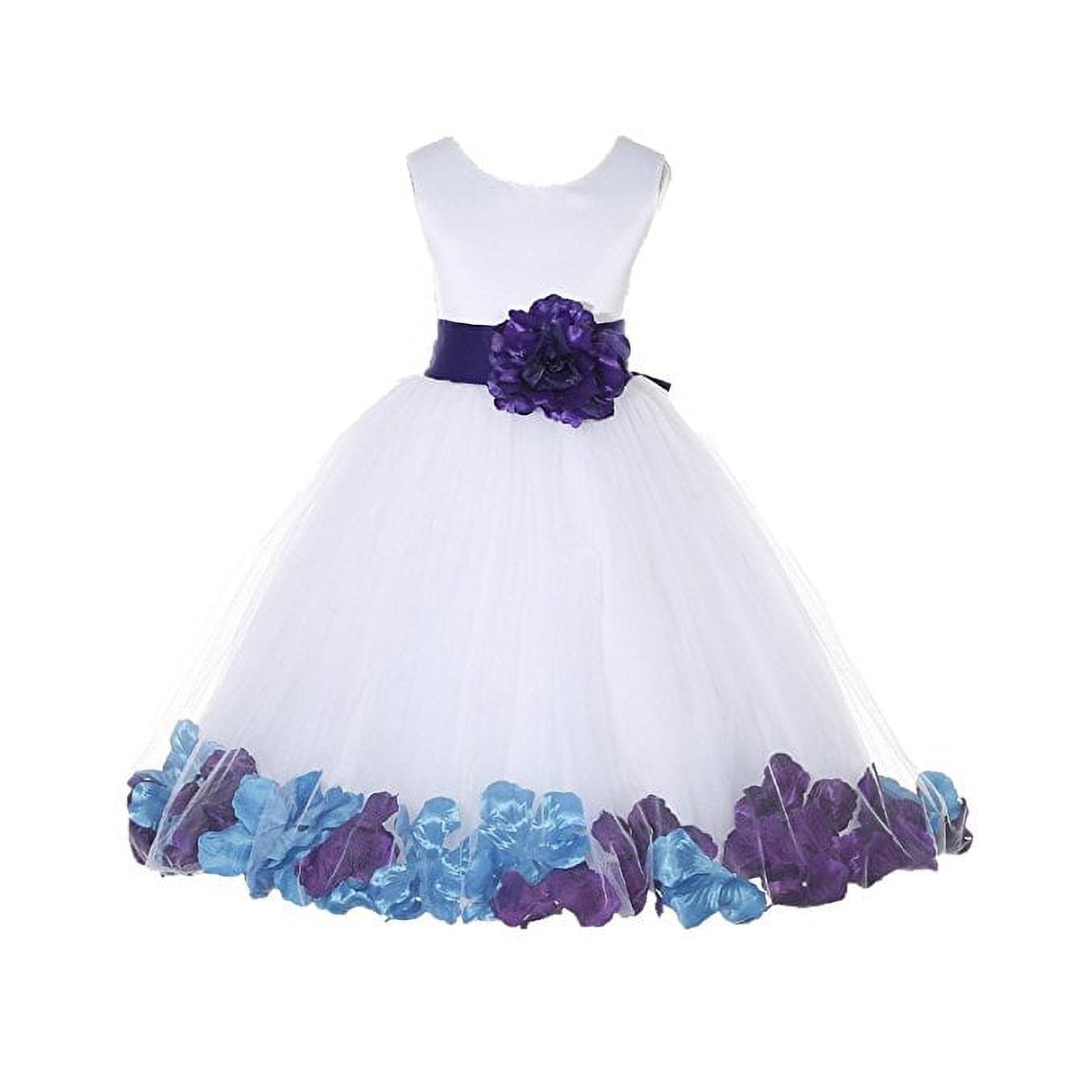 Ekidsbridal Ivory Tulle Multi-Colored Mixed Rose Petals Flower Girl ...