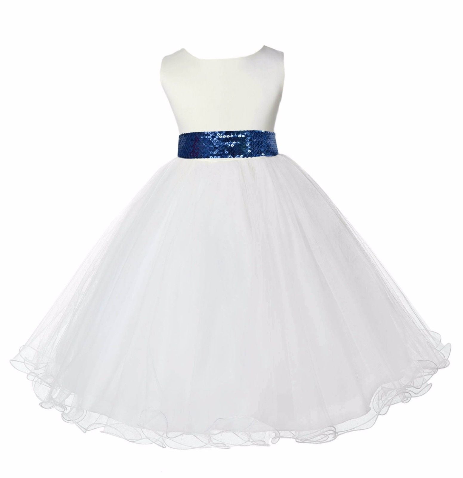 Ekidsbridal Ivory Tulle Rattail Edge Sequin Sash Flower Girl Dress ...