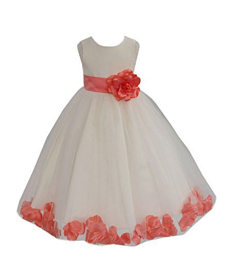 Ekidsbridal Ivory Tulle Rose Petals Formal Flower Girl Dresses Junior ...