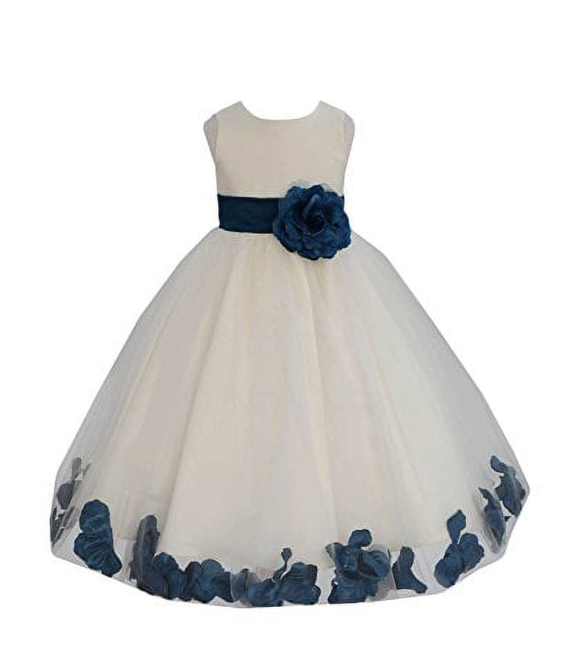 Ekidsbridal Ivory Tulle Rose Petals Formal Flower Girl Dresses Junior ...
