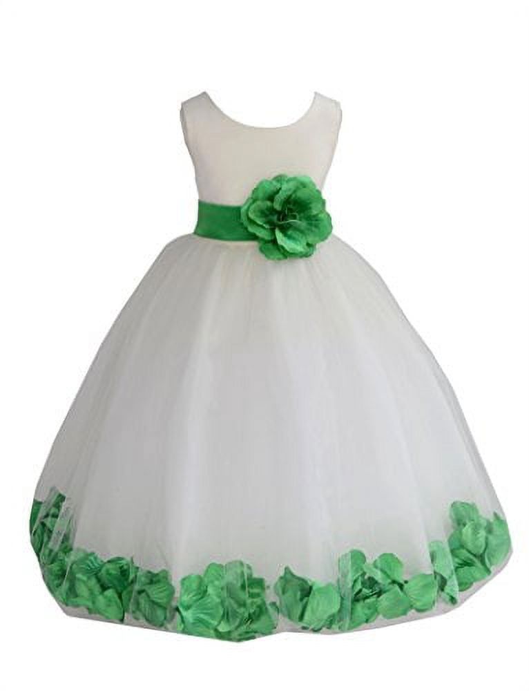 Ekidsbridal Ivory Tulle Rose Petals Formal Flower Girl Dresses Junior ...