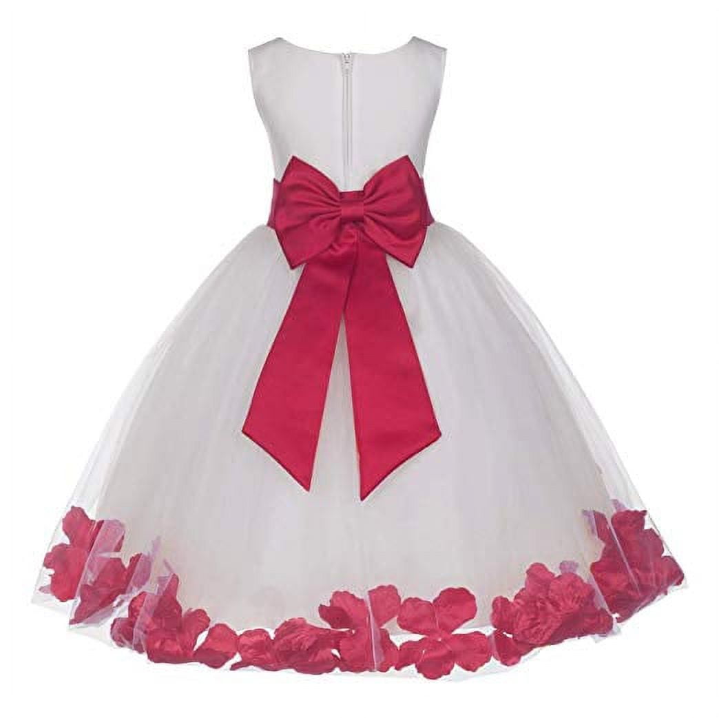 Ekidsbridal Ivory Tulle Rose Petals Junior Flower Girl Dress Pageant ...