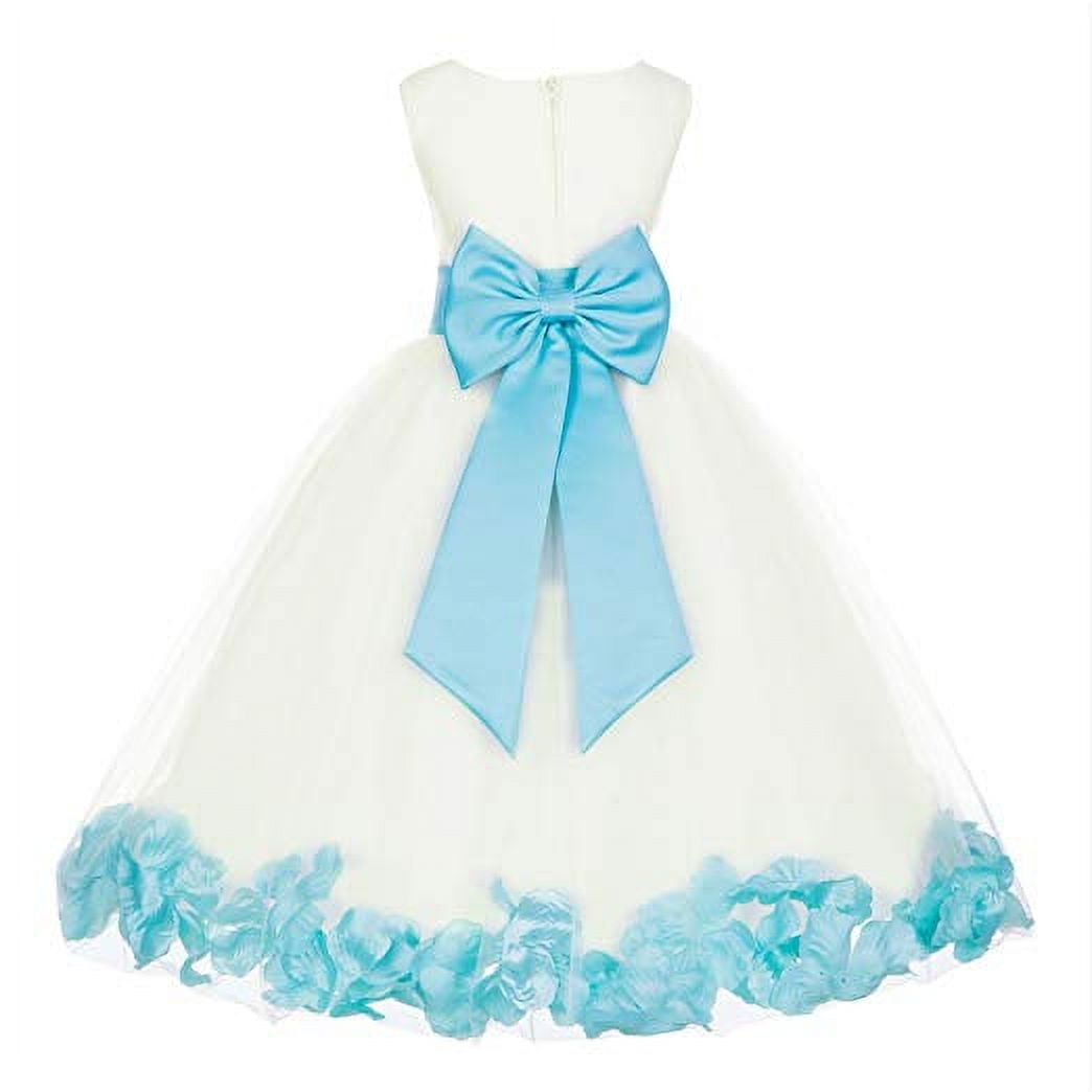 Ekidsbridal Ivory Tulle Rose Petals Junior Flower Girl Dress Pageant ...