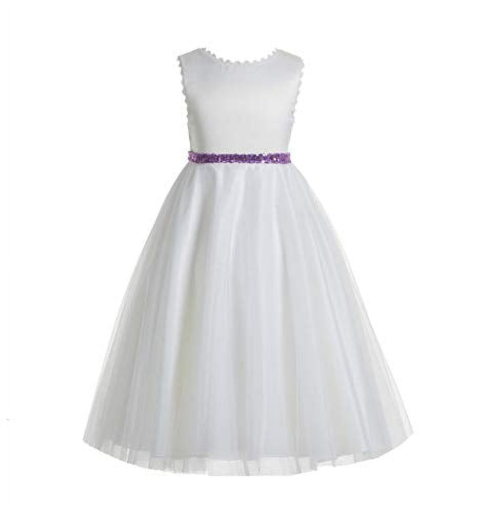 Ekidsbridal Ivory V-Back Lace Edge Formal Flower Girl Dress Holiday ...