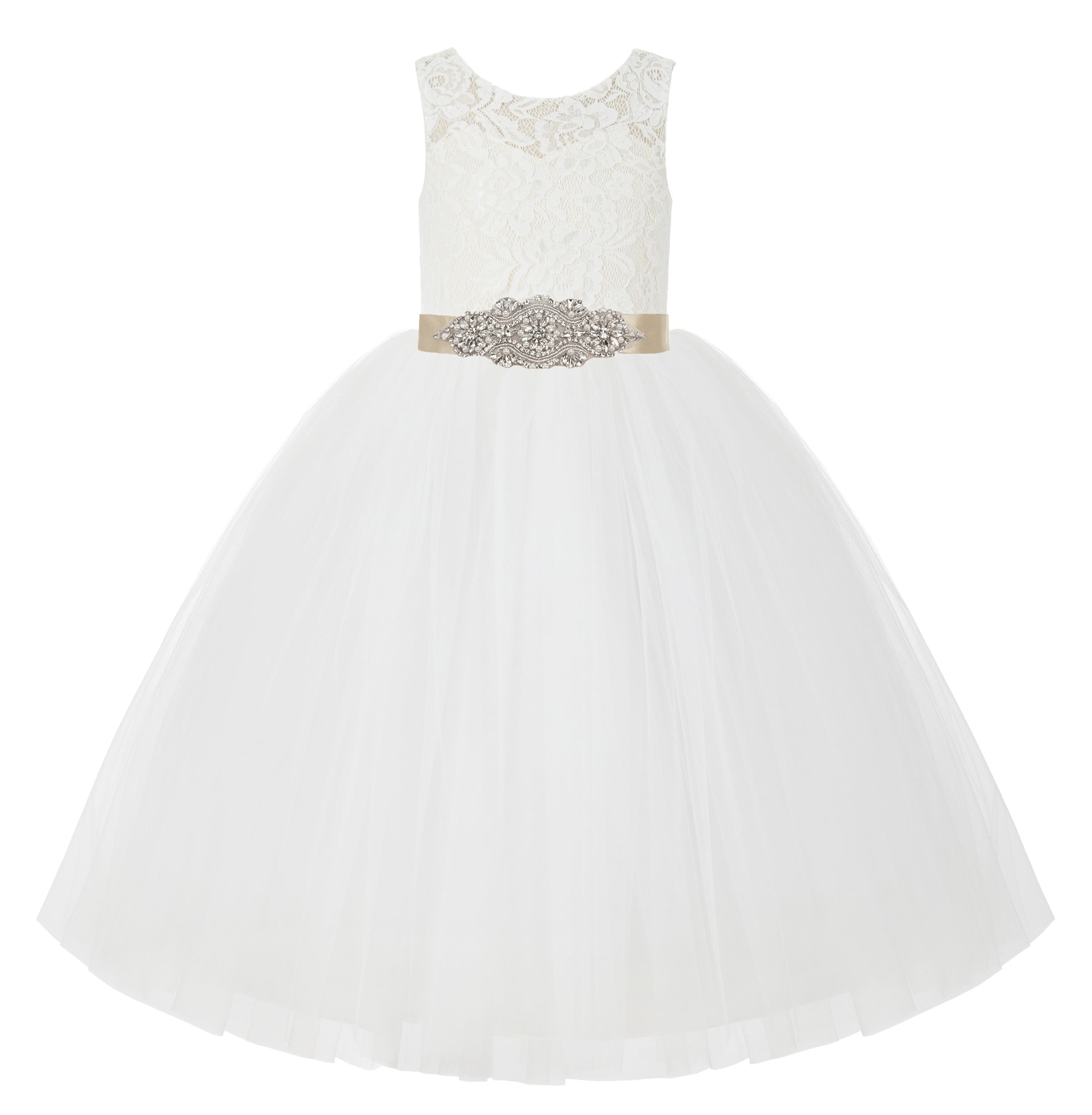 Ekidsbridal Ivory V-Back Lace Tutu Junior Pageant Gown Father Daughter ...