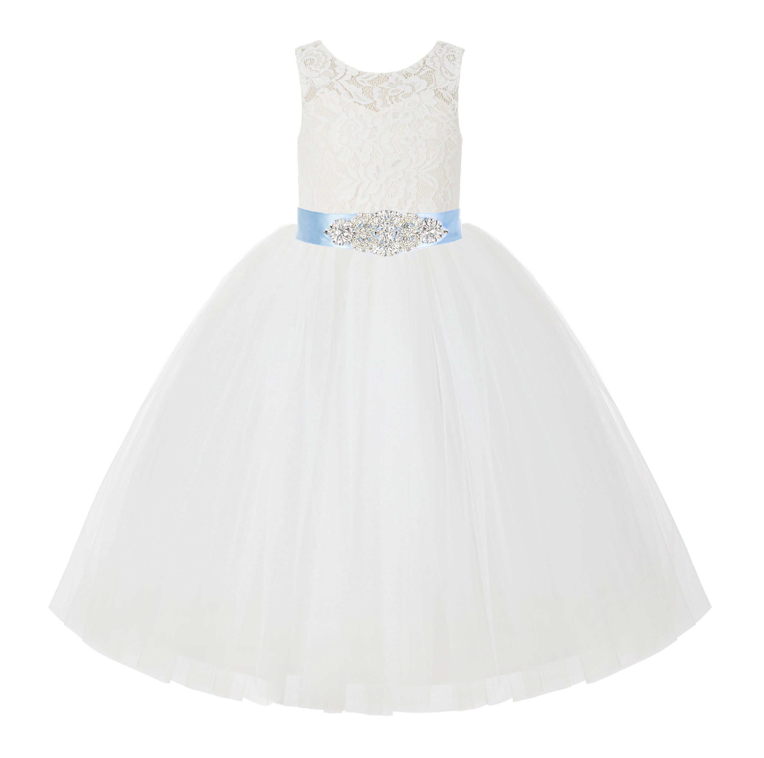 Ekidsbridal Ivory V-Back Lace Tutu Junior Pageant Gown Father Daughter ...