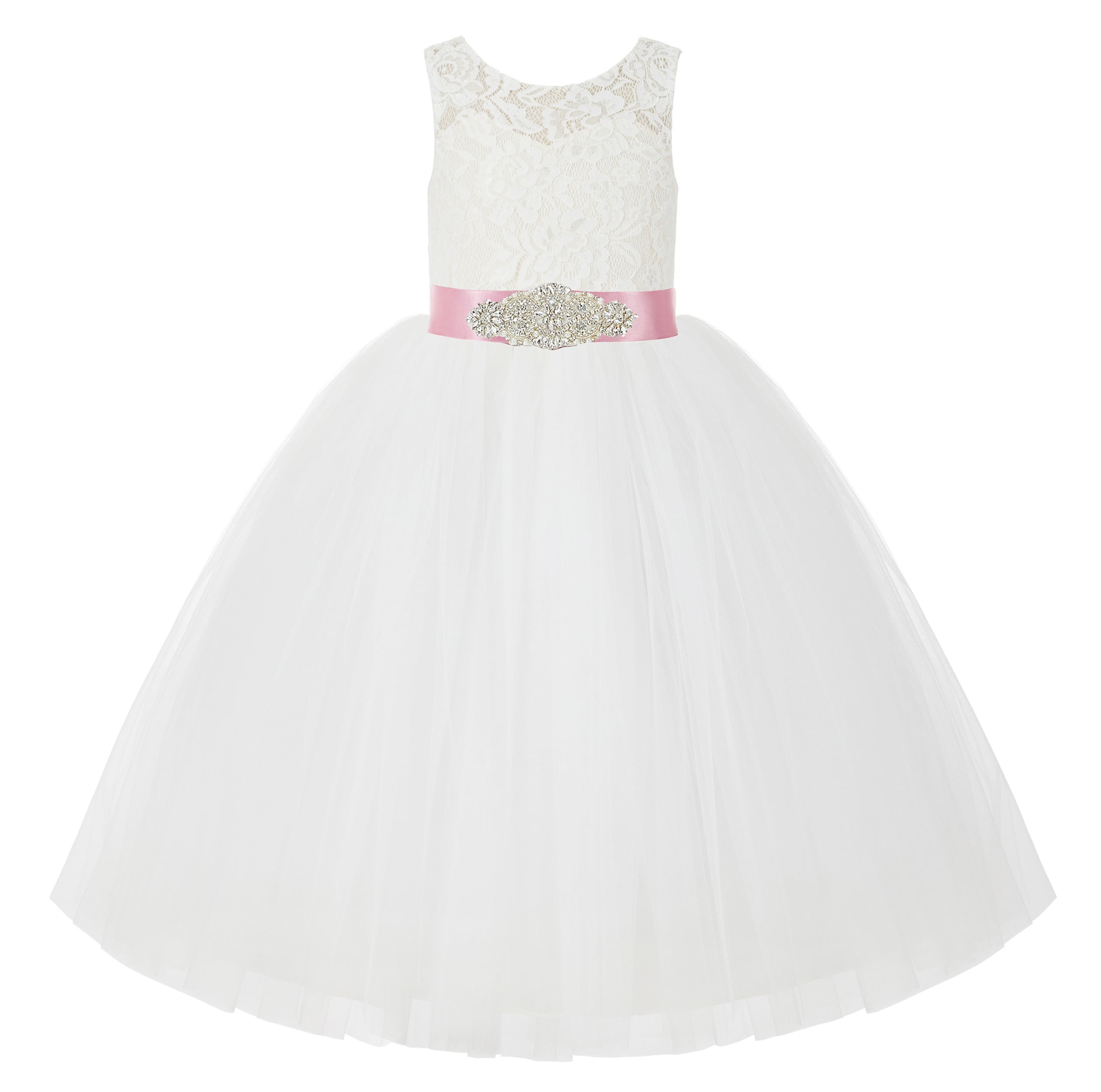Ekidsbridal Ivory V-Back Lace Tutu Junior Pageant Gown Father Daughter ...