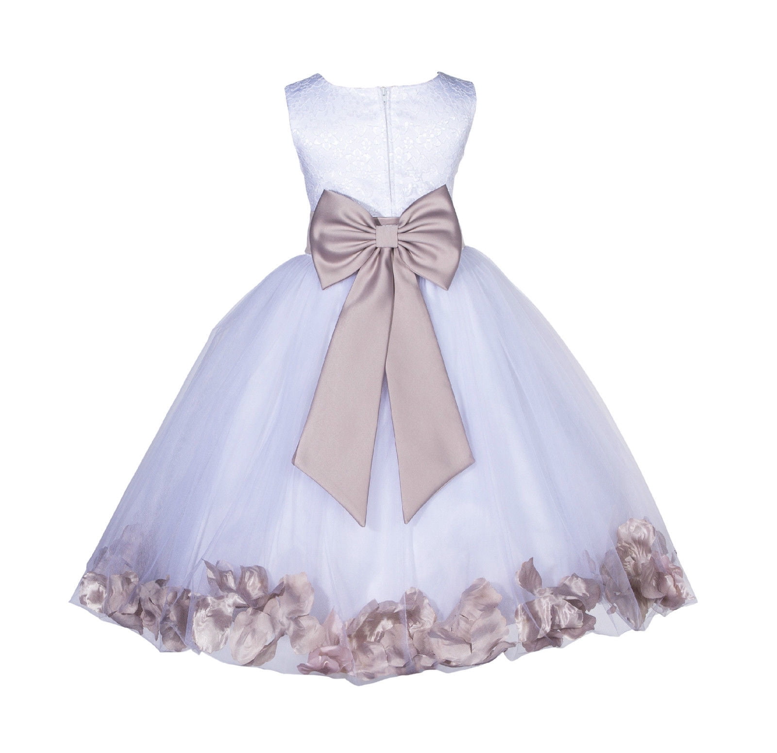 Ekidsbridal White Floral Lace Bodice Rose Petal Tulle Formal Flower ...