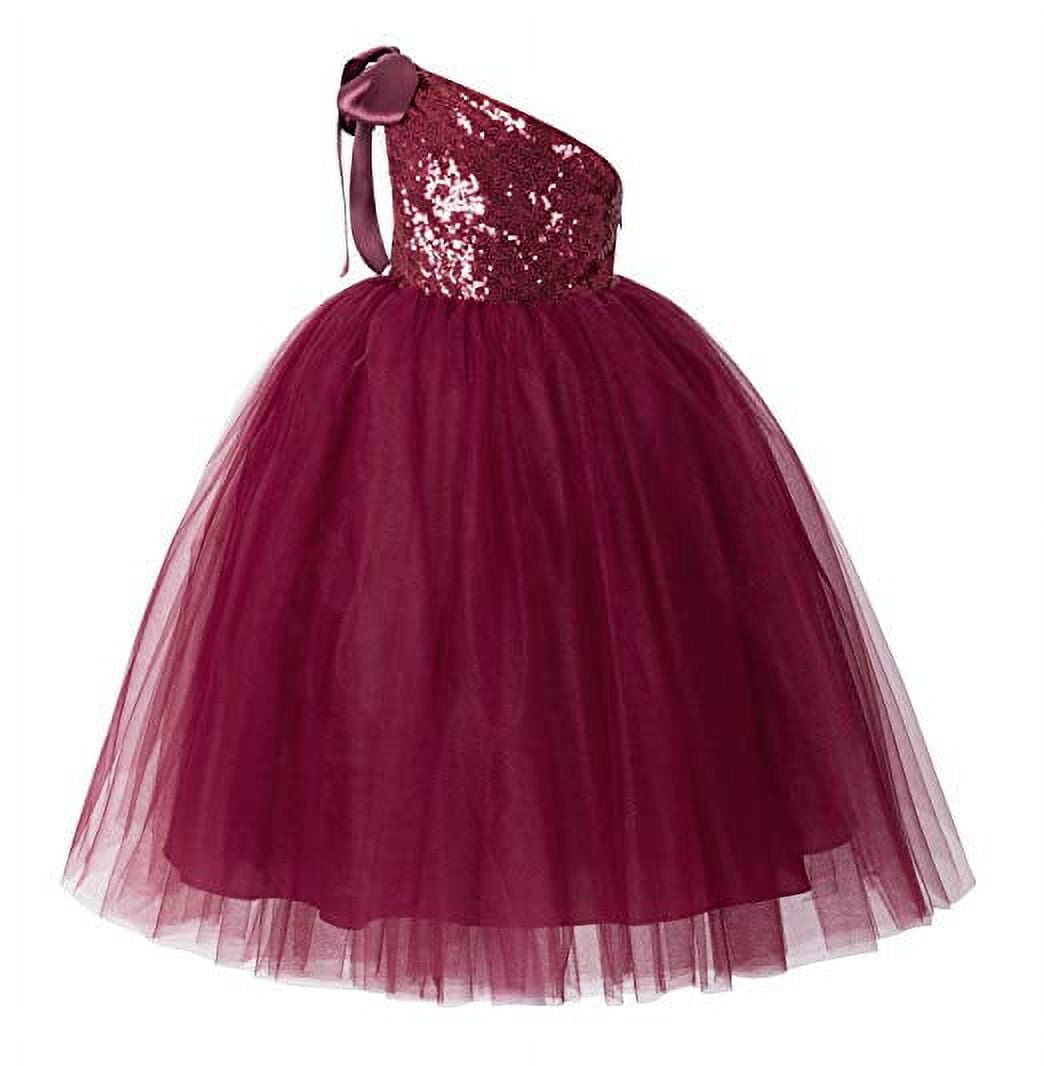 Ekidsbridal One-Shoulder Sequins Tutu Junior Flower Girl Dress Pageant ...