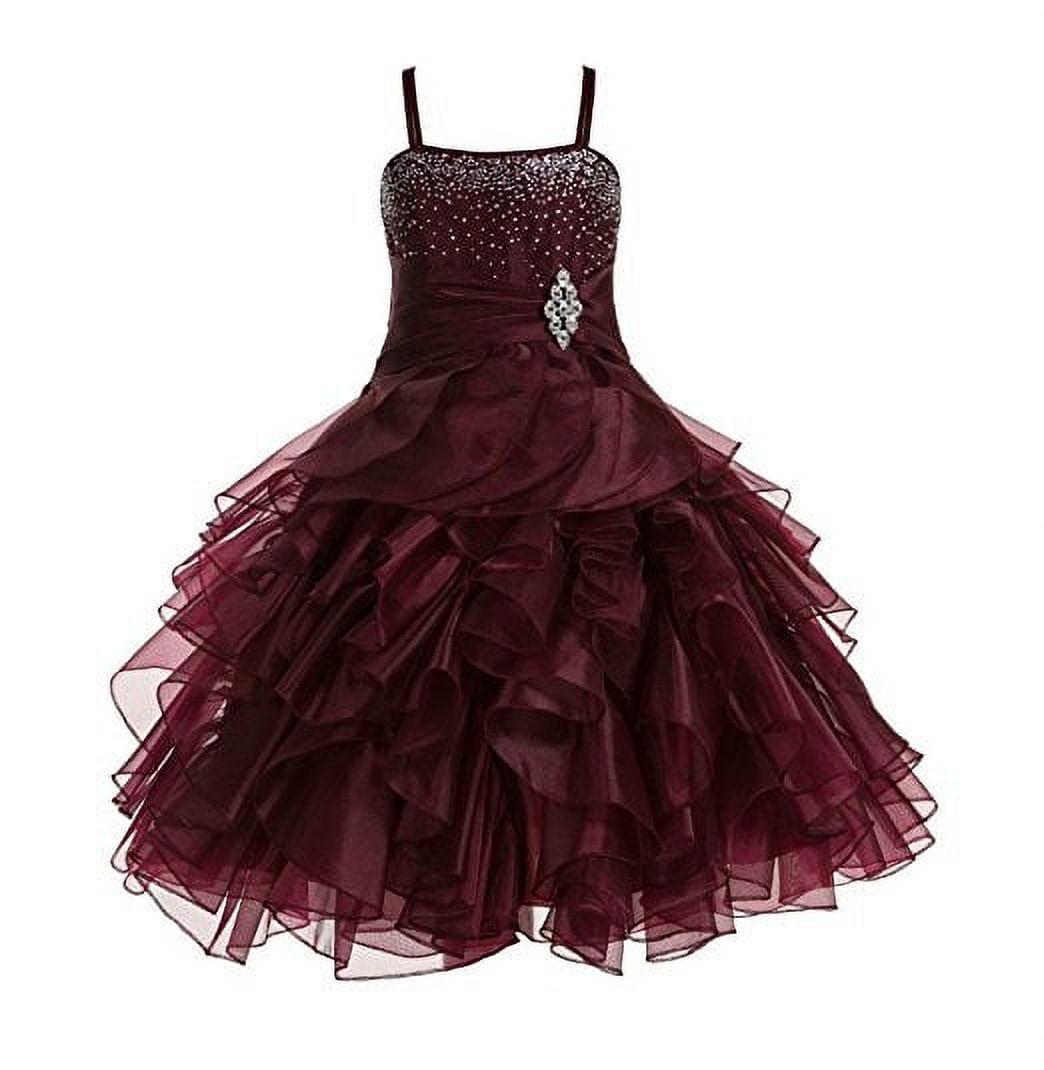 Ekidsbridal Rhinestone Organza Layers Flower Girl Dress Princess ...