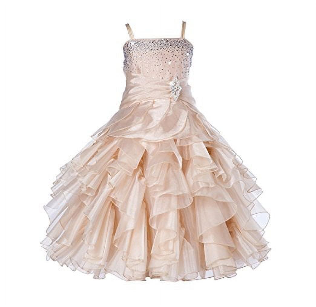 Ekidsbridal Rhinestone Organza Layers Flower Girl Dress Princess ...