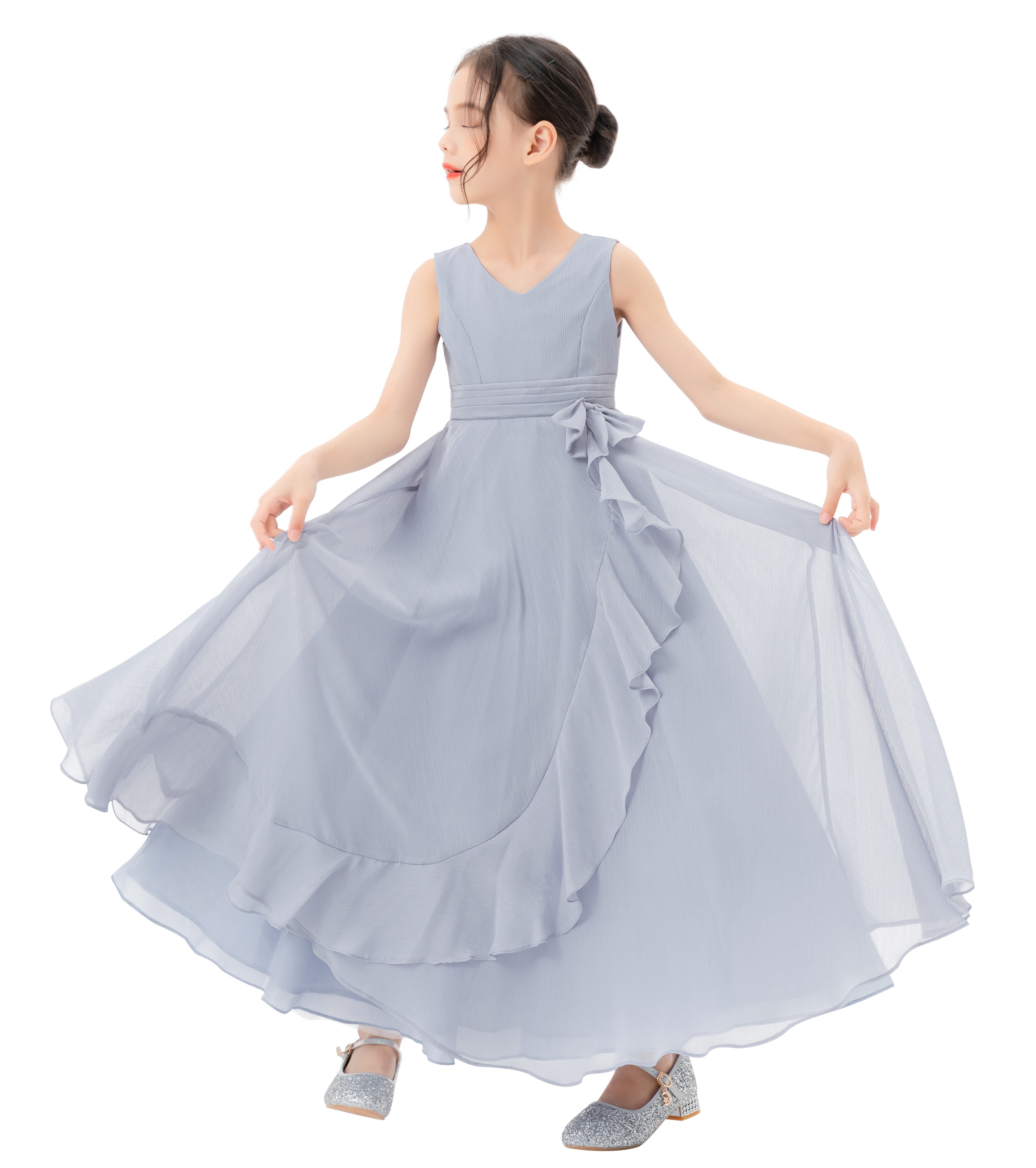 Ekidsbridal Ruffle Trim Chiffon Flower Girl Dress for Pretty Princess ...