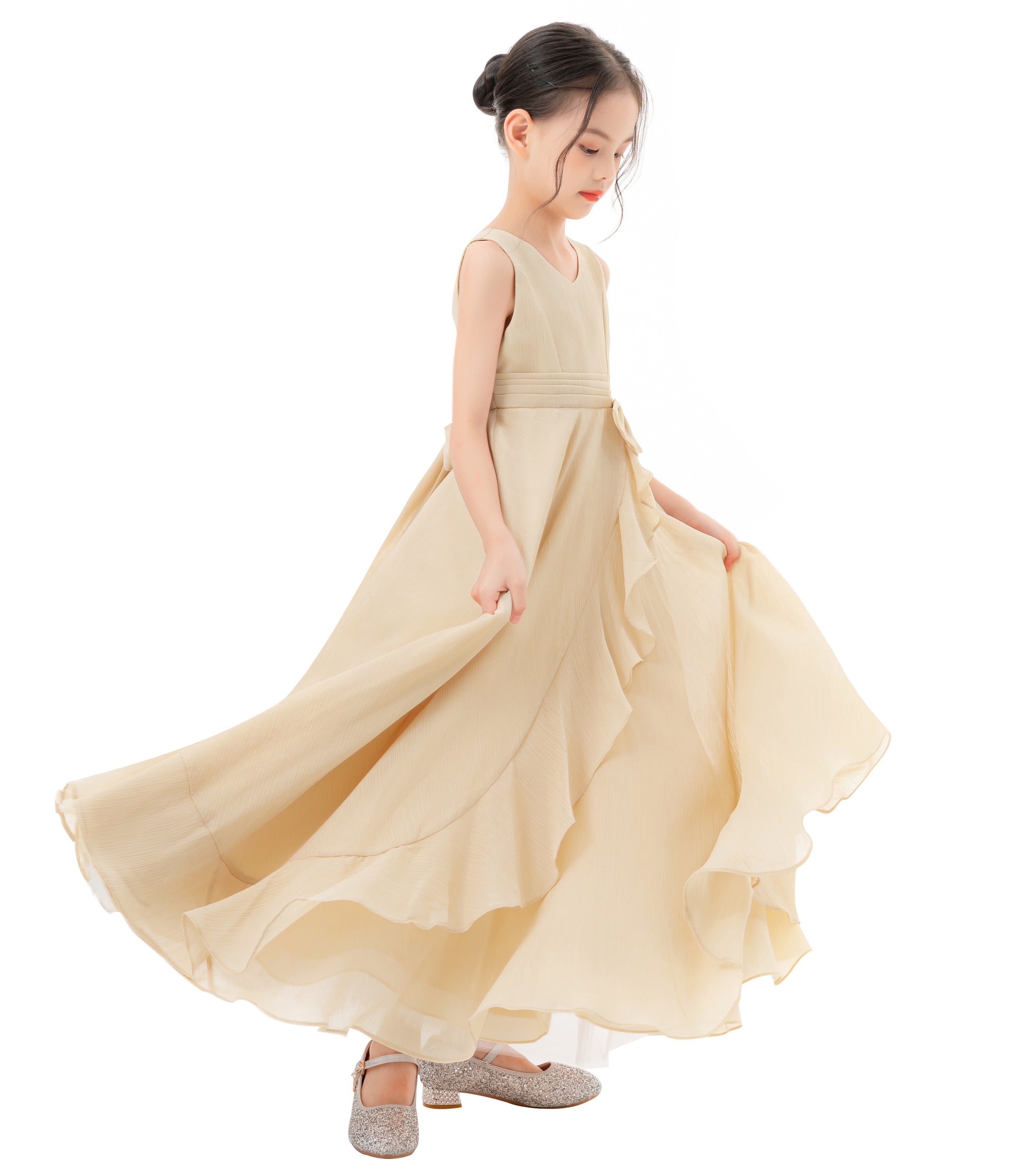 Ekidsbridal Ruffle Trim Chiffon Flower Girl Dress for Pretty Princess ...