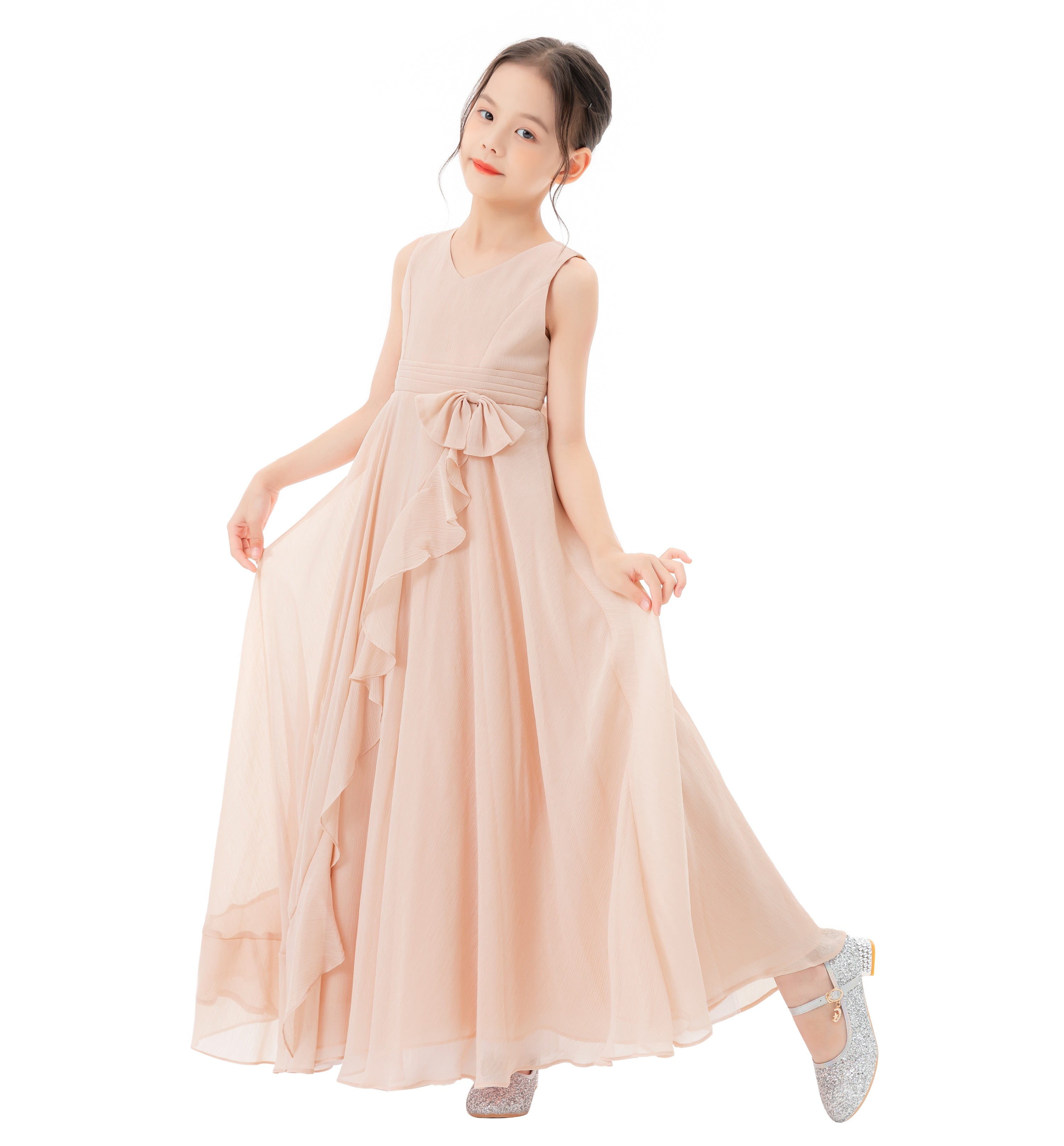Ekidsbridal Ruffle Trim Chiffon Flower Girl Dress for Pretty Princess ...