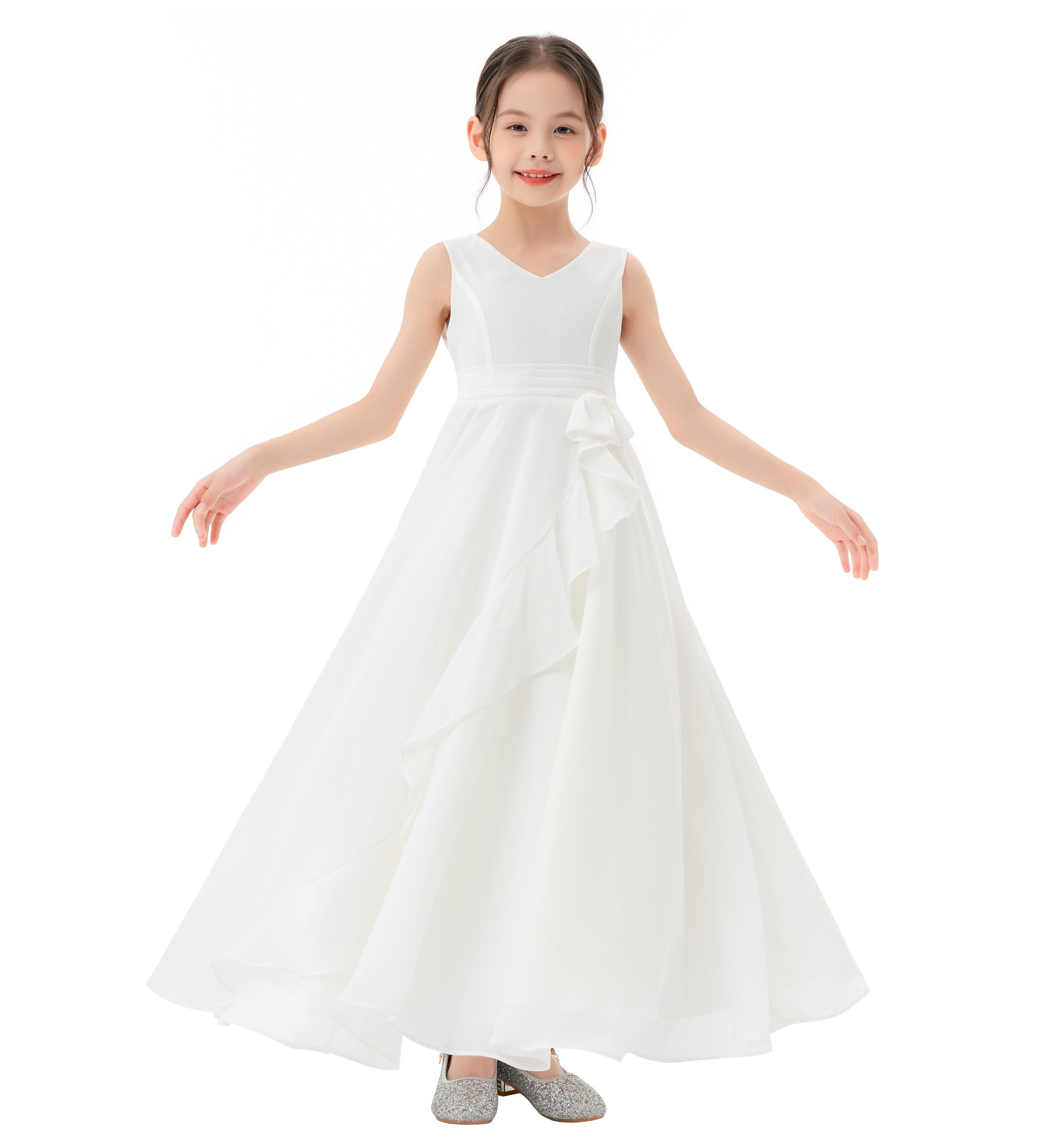 Ekidsbridal Ruffle Trim Chiffon Flower Girl Dress for Pretty Princess ...