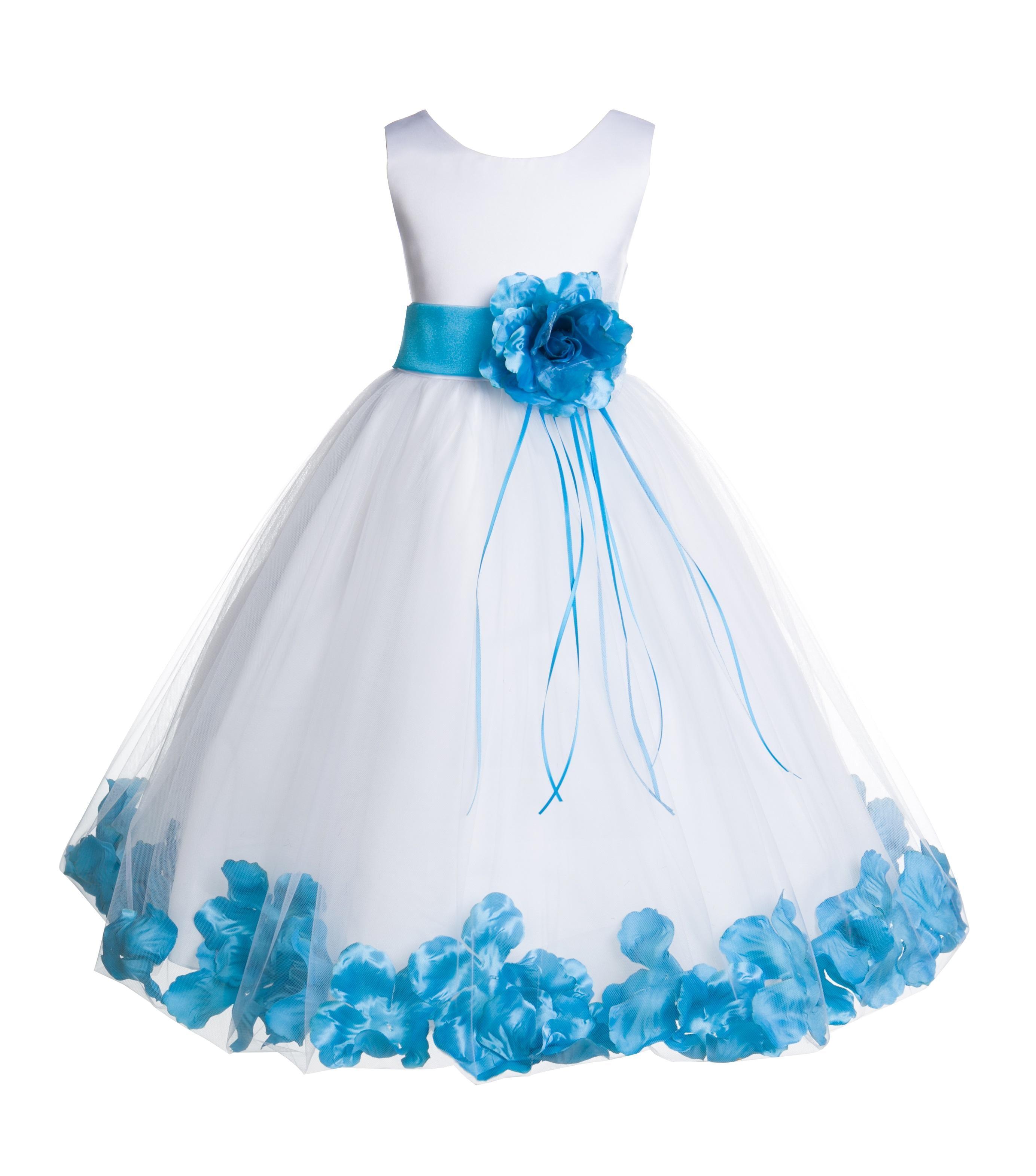 Ekidsbridal Satin Floral Petals Rose Tulle White Flower Girl Dress ...