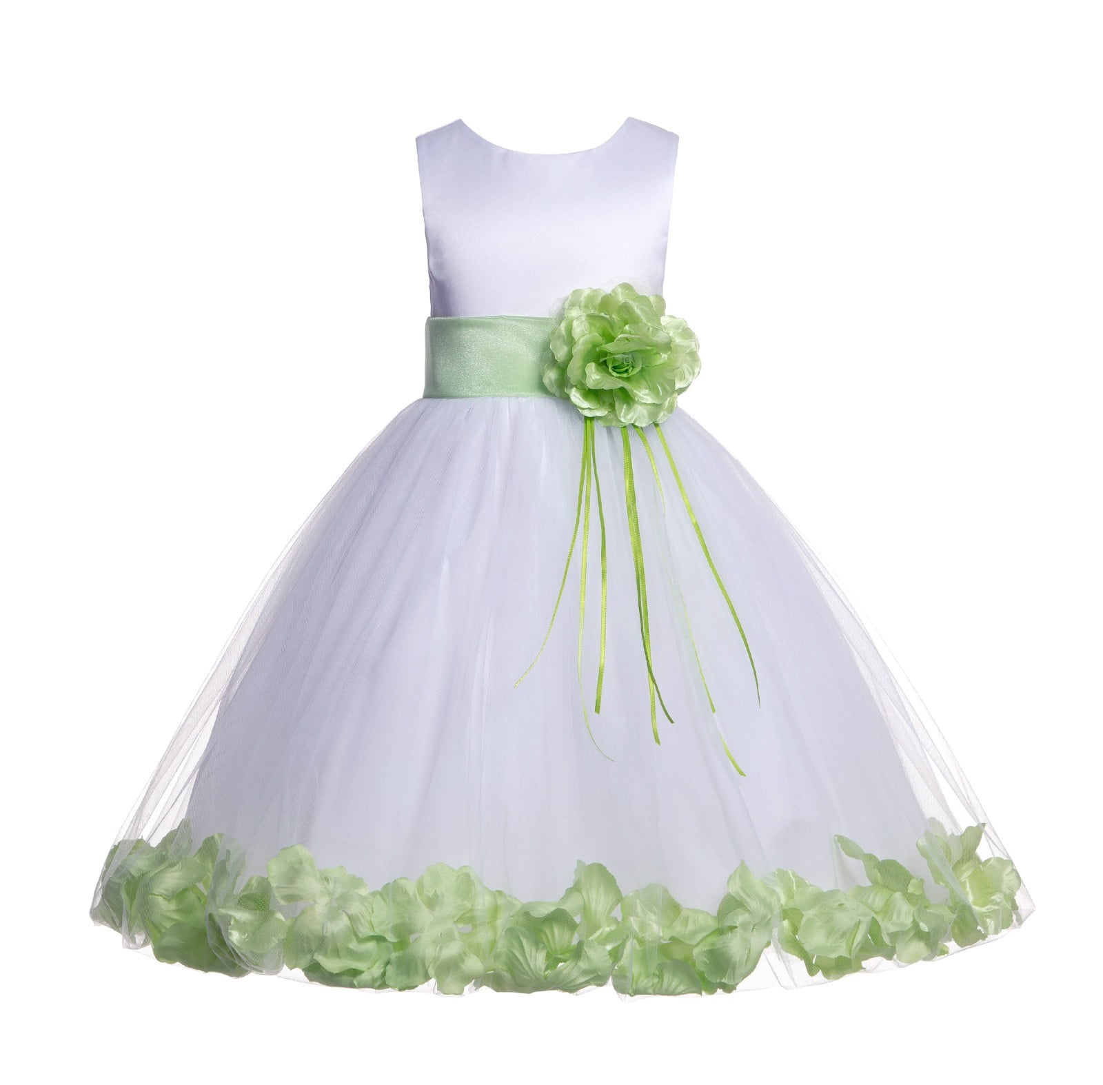 Ekidsbridal Satin Floral Petals Rose Tulle White Flower Girl Dress ...