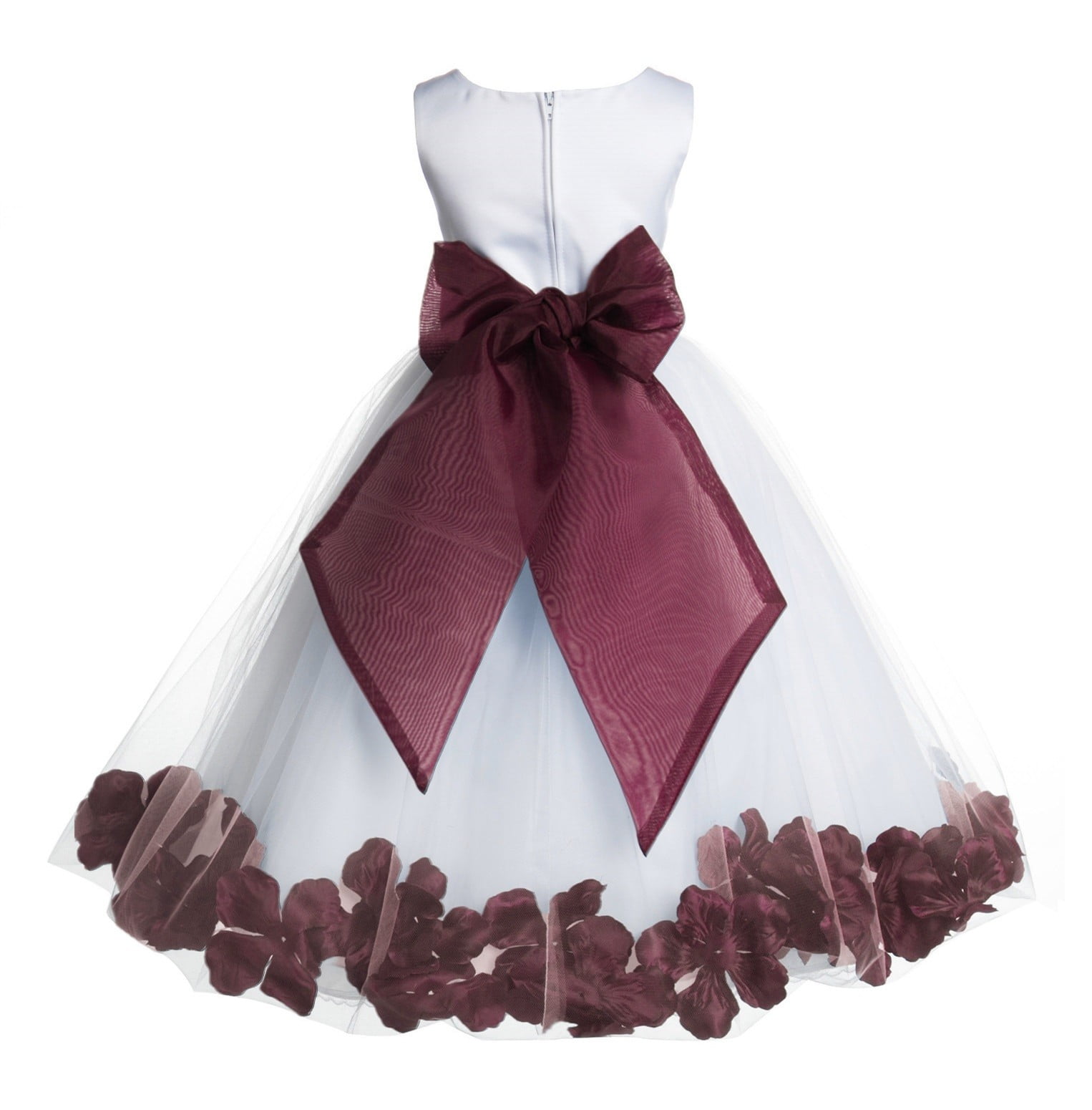 Ekidsbridal Satin Floral Petals Rose Tulle White Flower Girl Dress ...