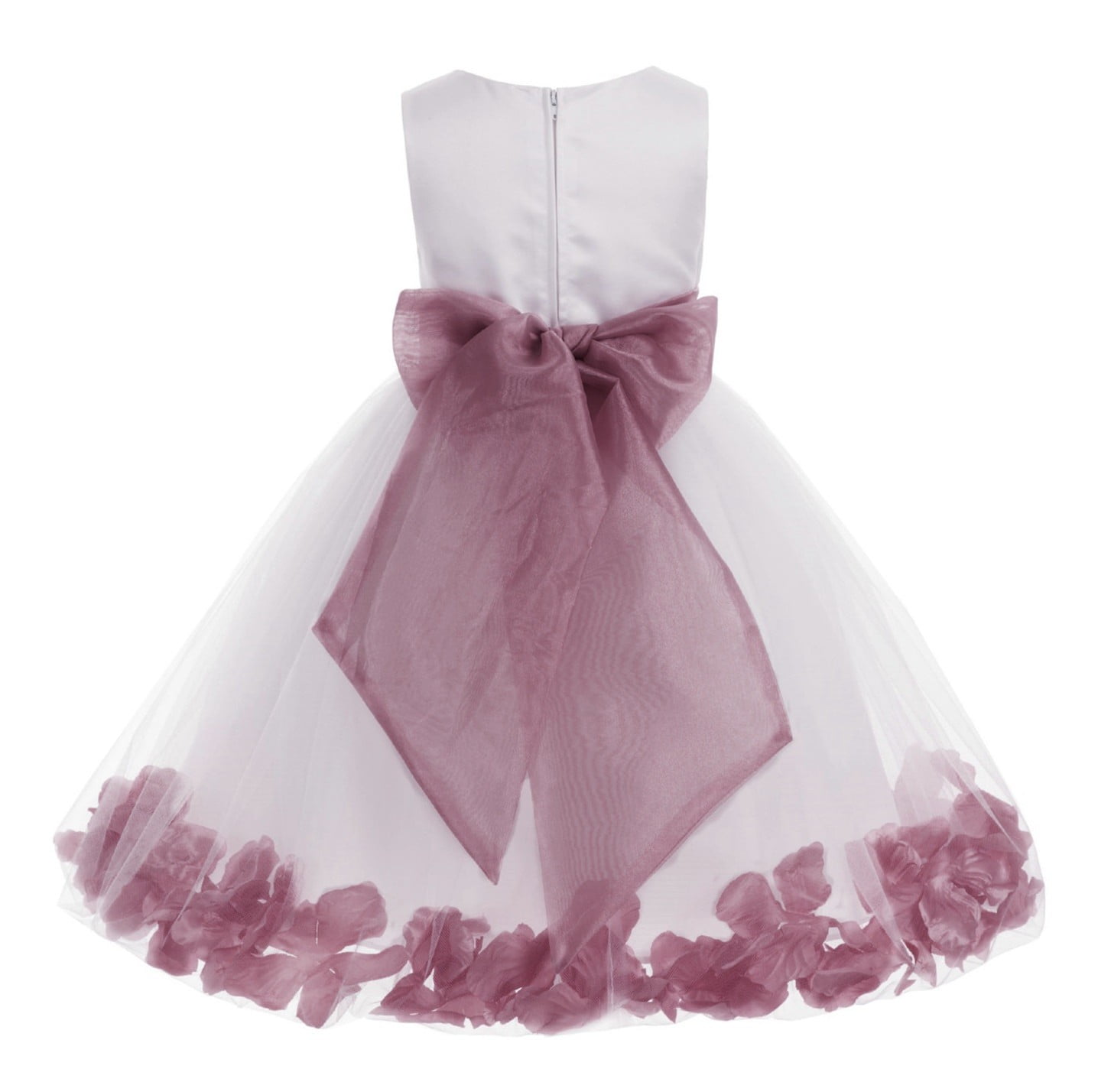 Ekidsbridal Satin Floral Petals Rose Tulle White Flower Girl Dress ...