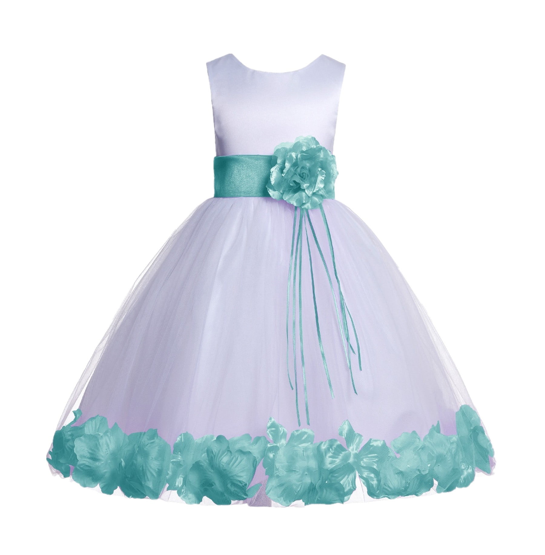 Ekidsbridal Satin Floral Petals Rose Tulle White Flower Girl Dress ...