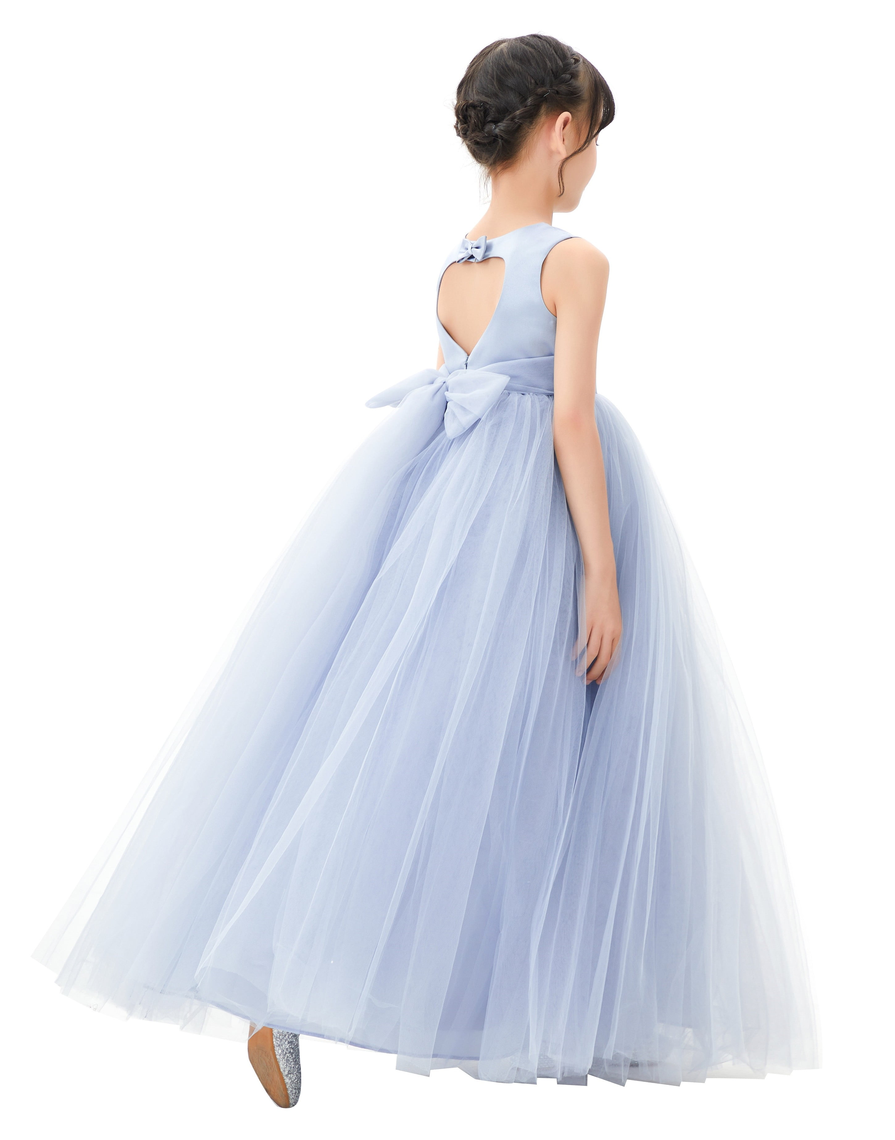 Ekidsbridal Satin Heart Cutout Tulle Flower Girl Dress for Junior ...