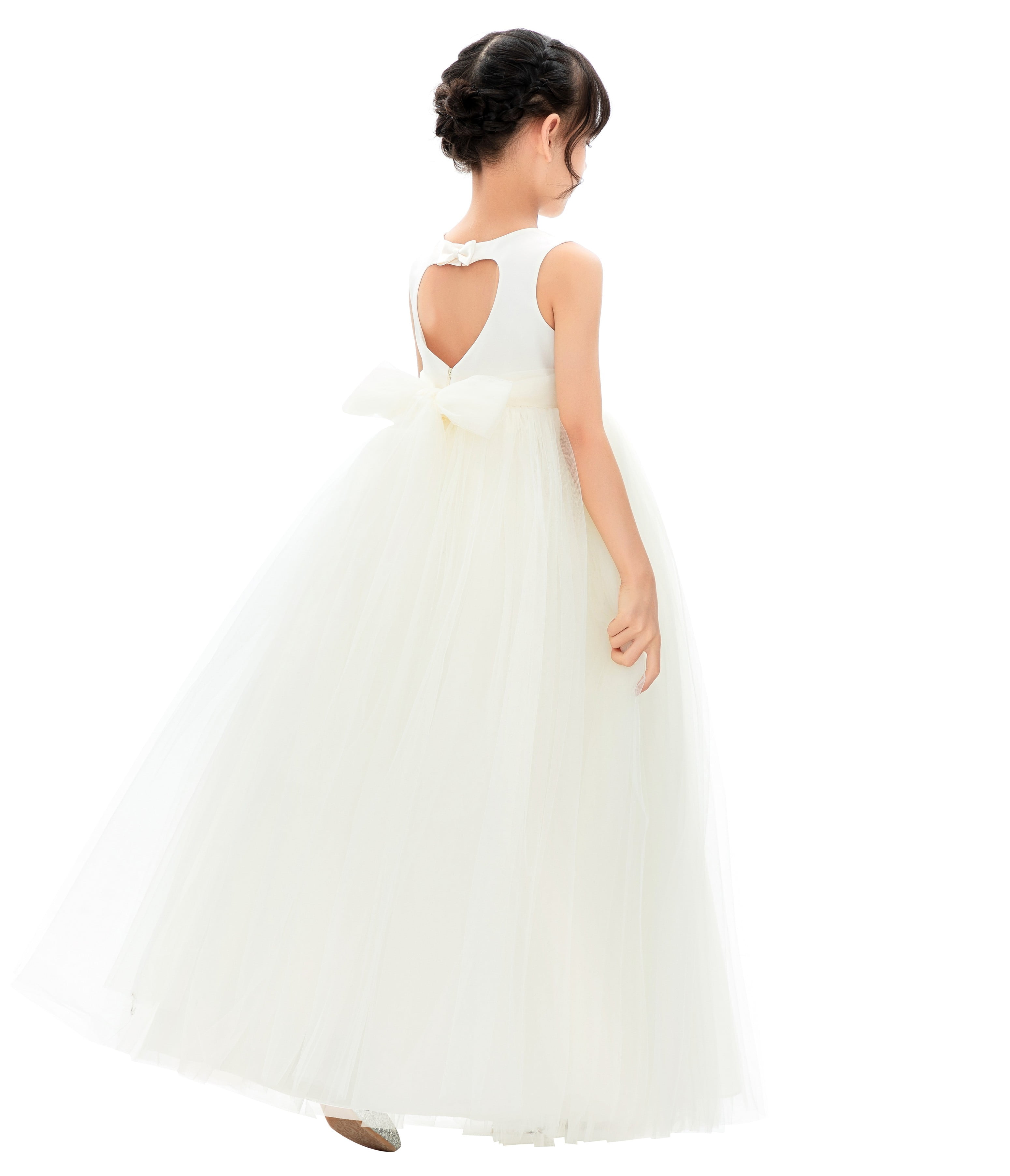 Ekidsbridal Satin Heart Cutout Tulle Flower Girl Dress for Junior ...