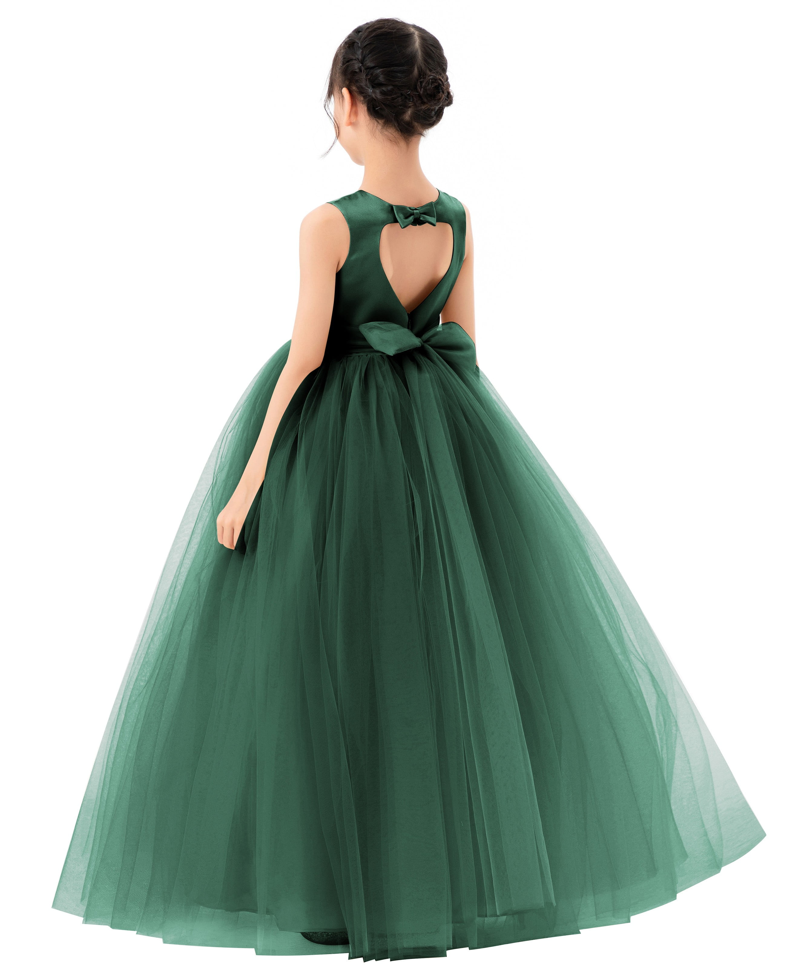 Ekidsbridal Satin Heart Cutout Tulle Flower Girl Dress for Junior ...