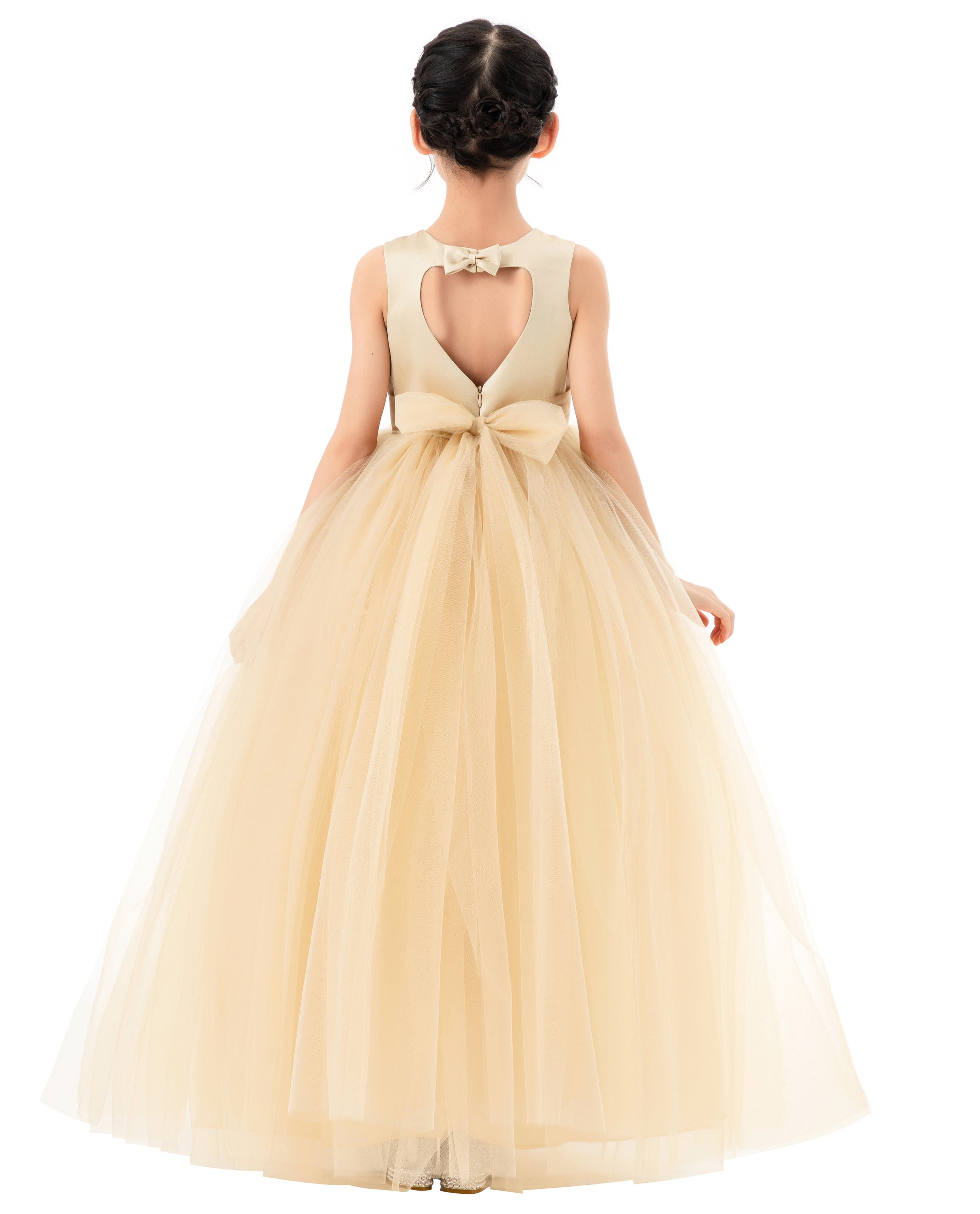 Ekidsbridal Satin Heart Cutout Tulle Flower Girl Dress for Junior ...