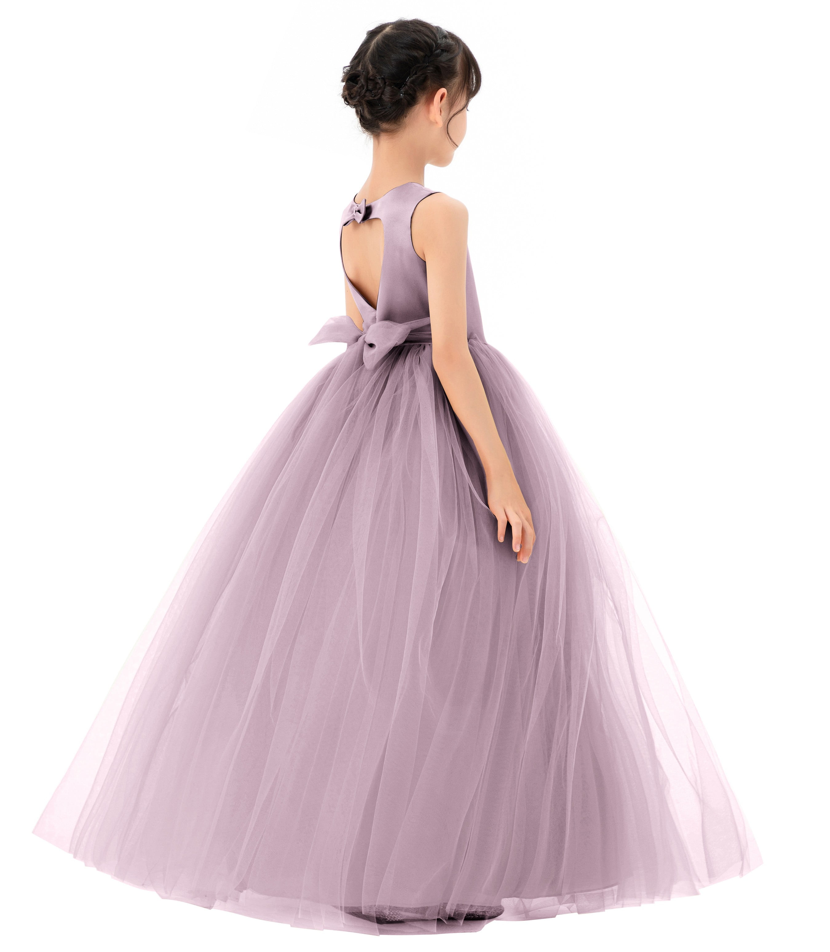 Ekidsbridal Satin Heart Cutout Tulle Flower Girl Dress for Junior ...