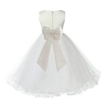 Ekidsbridal Satin Ivory Tulle Rattail Flower Girl Dress for Baptism ...
