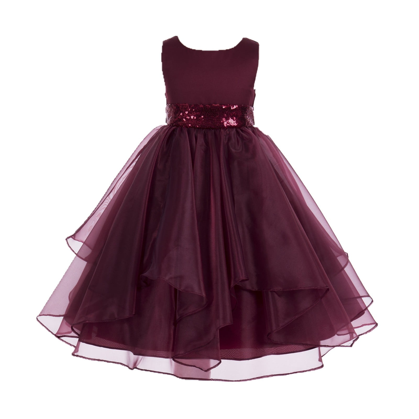 Ekidsbridal Asymmetric Ruffled Organza Sequin Flower Girl Dresses for ...
