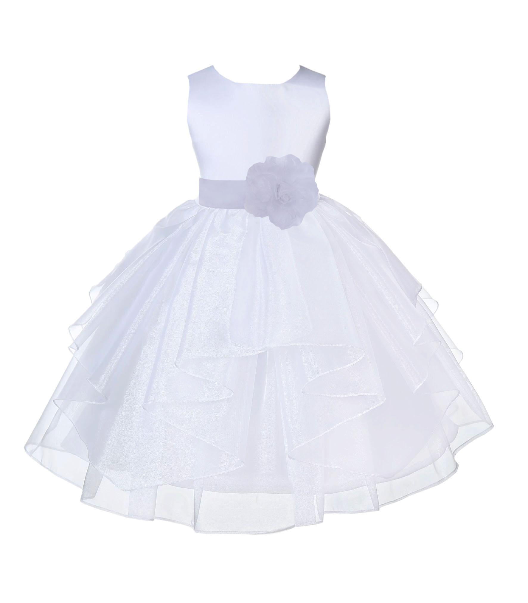 Ekidsbridal Satin Shimmering Organza White Flower Girl Dress Junior ...
