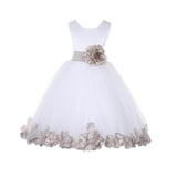 Ekidsbridal Satin White Biscotti Tulle Petal Flower Girl Dress for ...