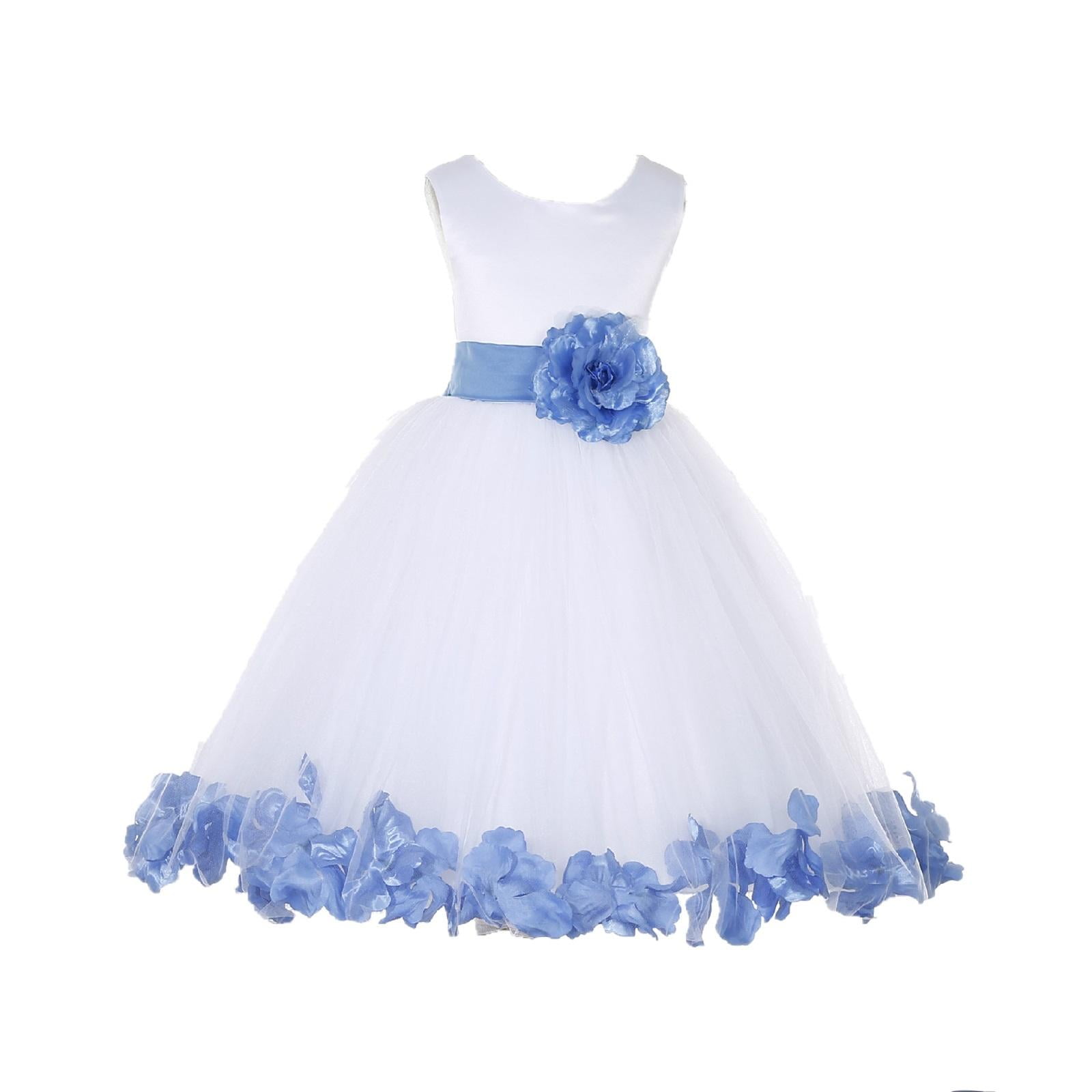 Ekidsbridal Satin White Cornflower Tulle Petal Flower Girl Dress for ...