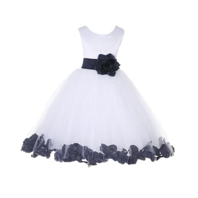 Ekidsbridal Satin White Biscotti Tulle Petal Flower Girl Dress for ...