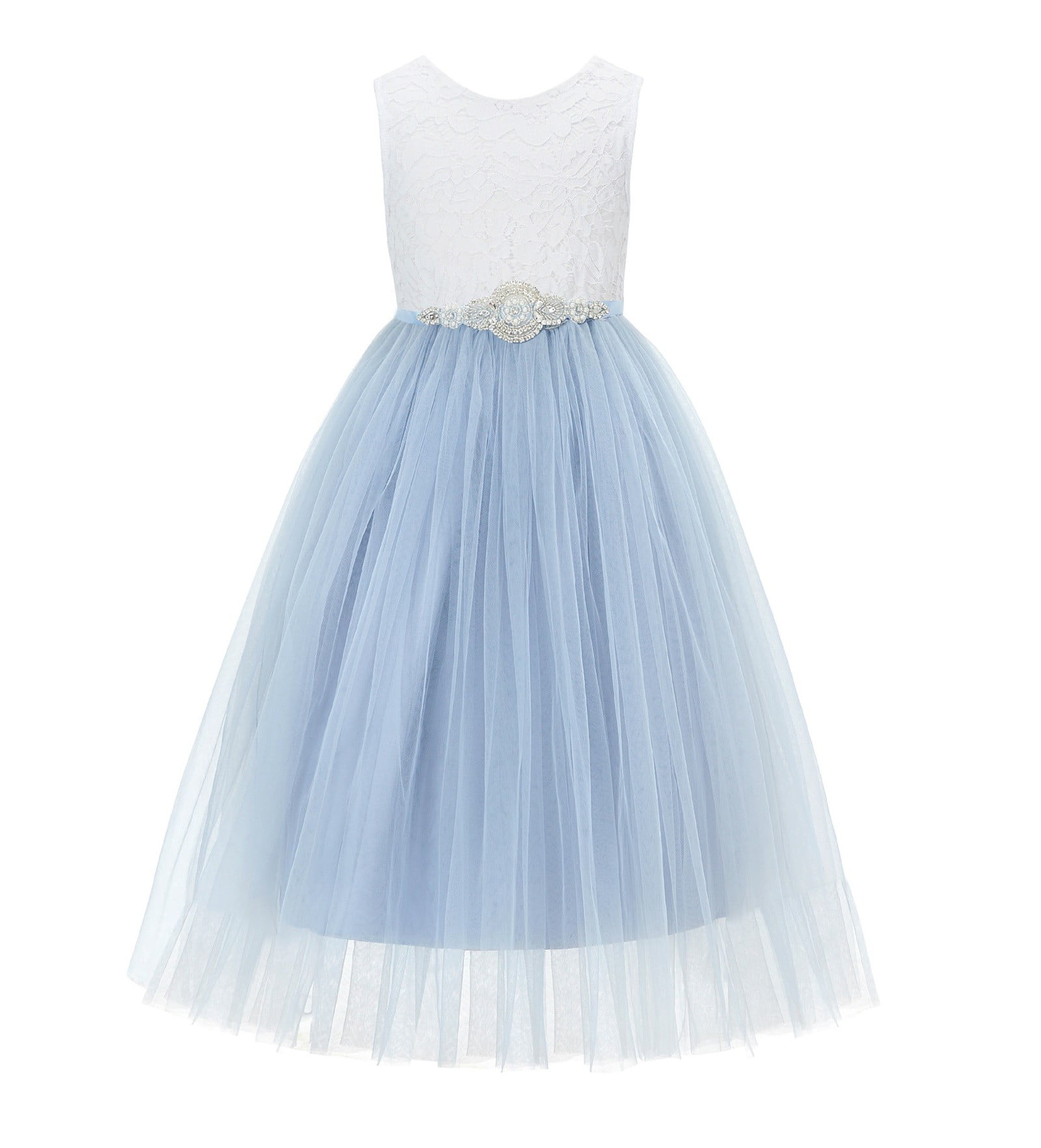 Ekidsbridal Scalloped V-Back Lace A-Line Formal Flower Girl Dress ...