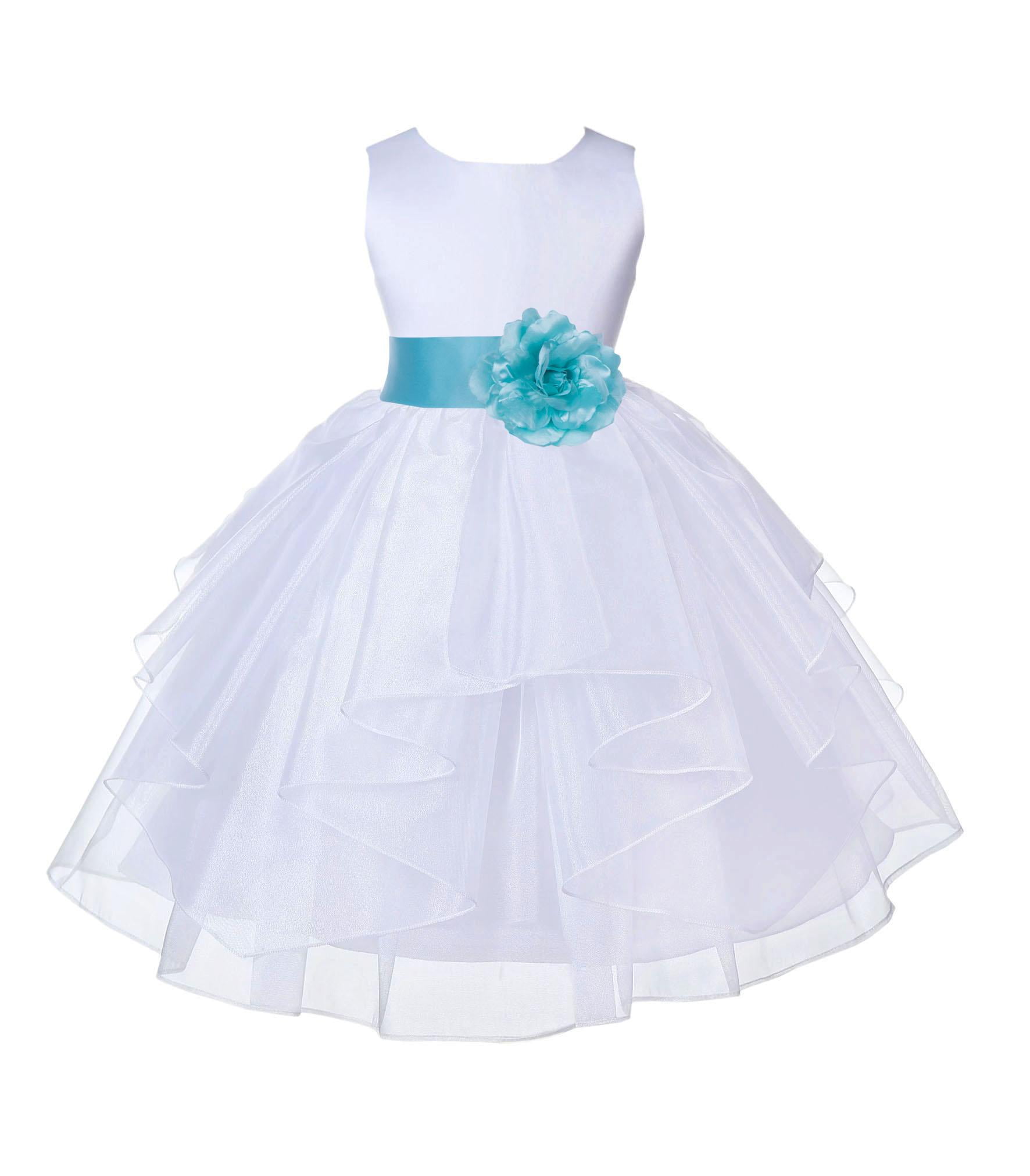 Ekidsbridal Shimmering Organza White Flower Girl Dress Weddings ...
