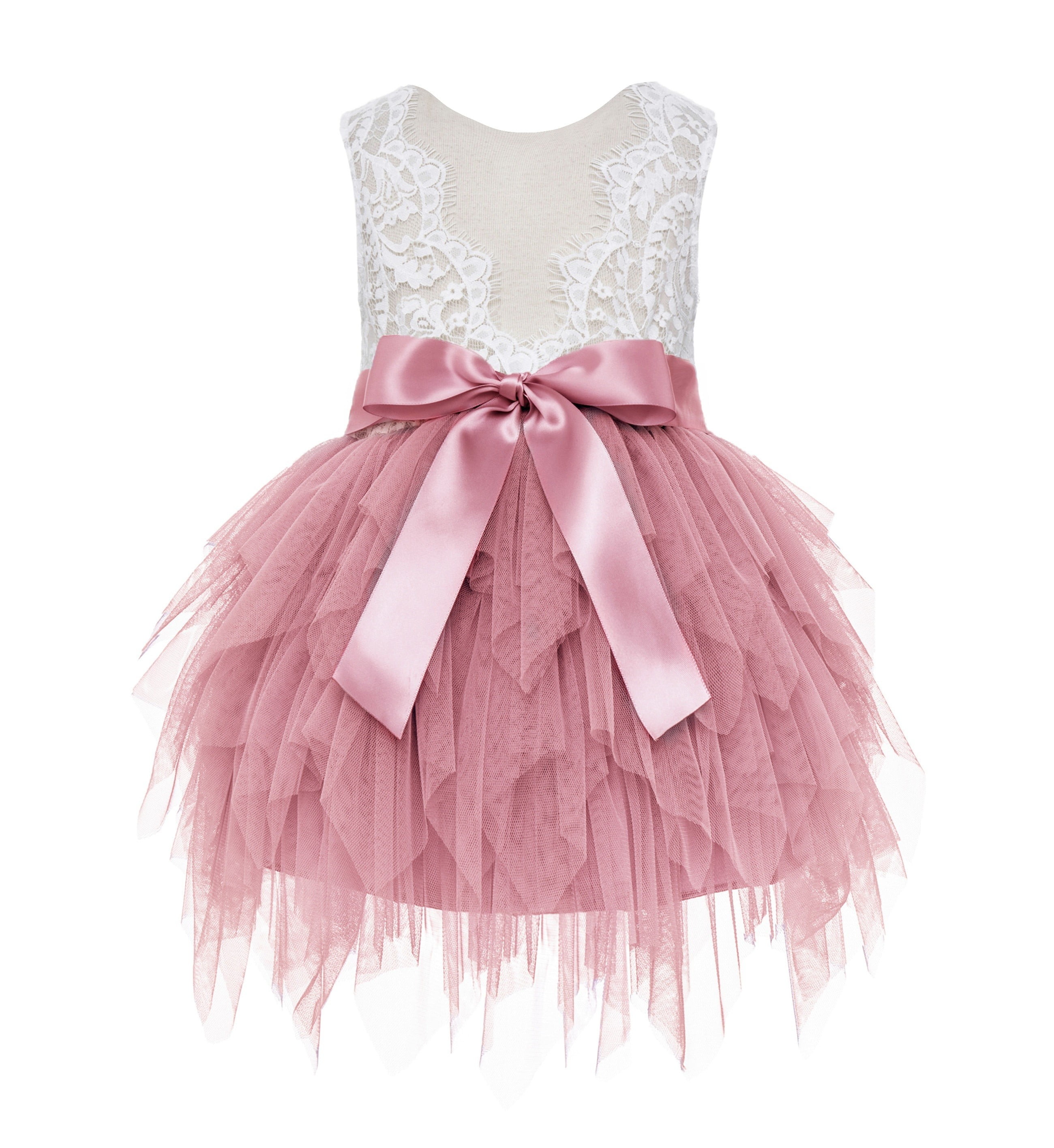 Ekidsbridal Tiered Tulle Lace Back Flower Girl Dress Beauty Pageant ...