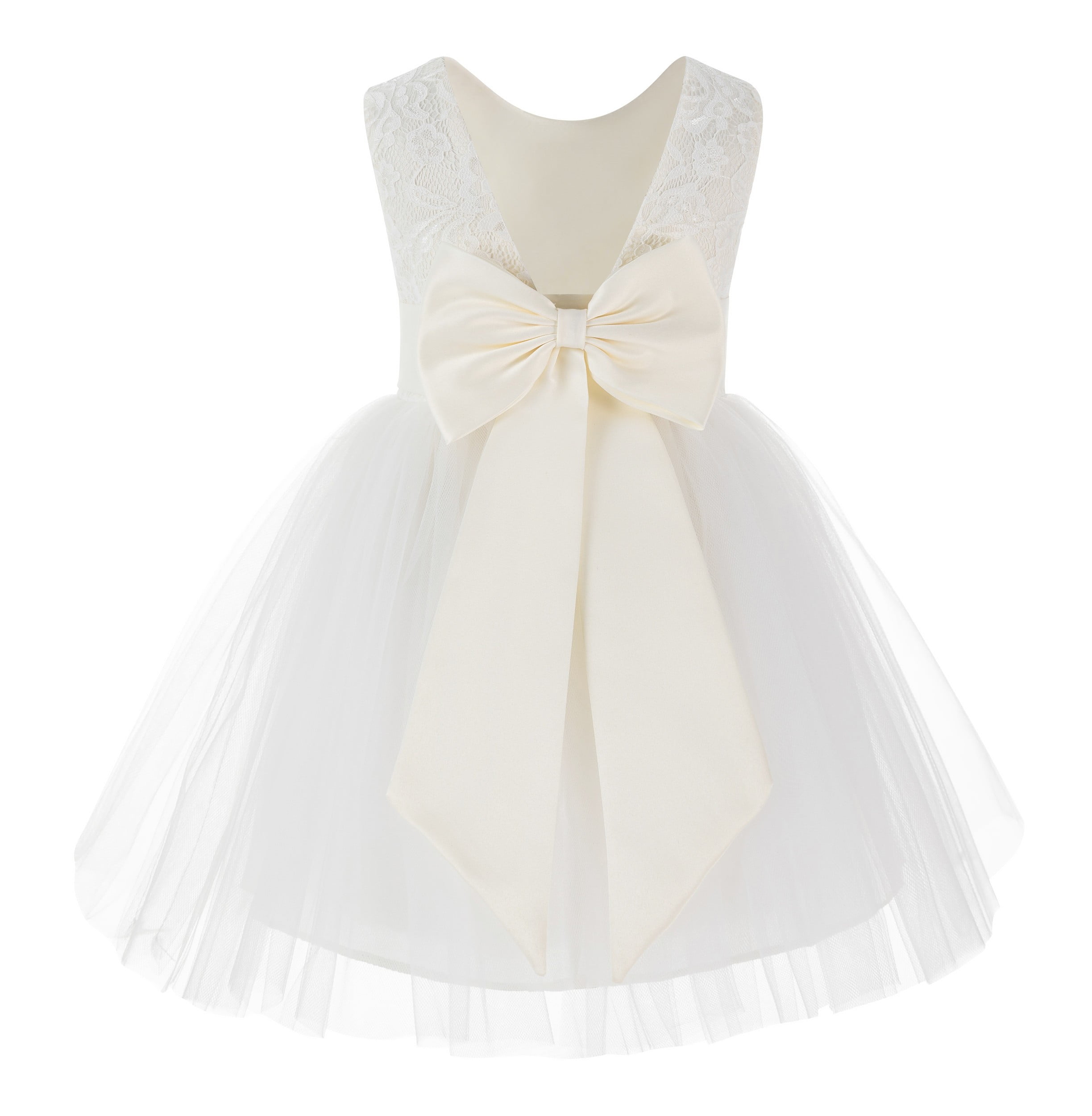 Ekidsbridal V-Back Backless Lace Flower Girl Dress Pageant Evening ...