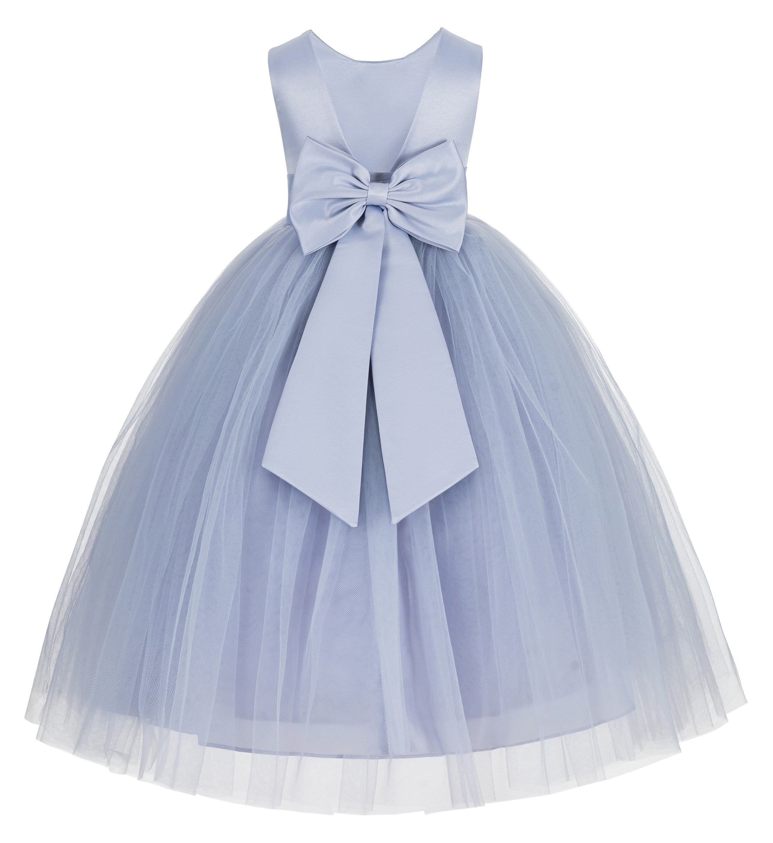 Ekidsbridal V-Back Satin Tulle Flower Girl Dress for Wedding Guest ...