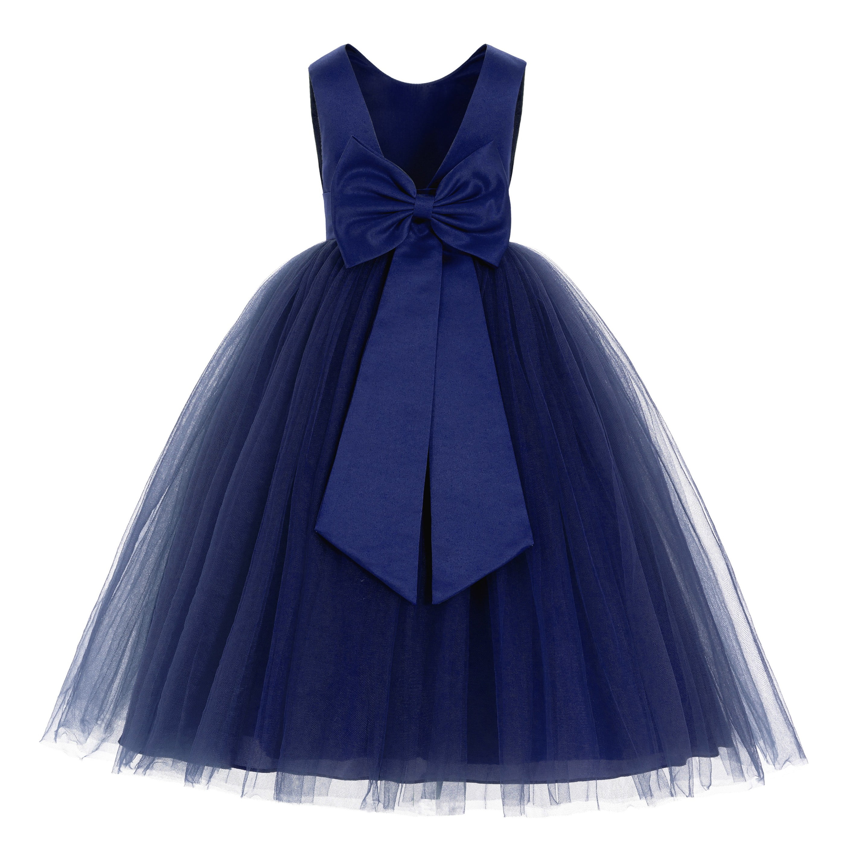 Ekidsbridal V-Back Satin Tulle Flower Girl Dress for Wedding Guest ...