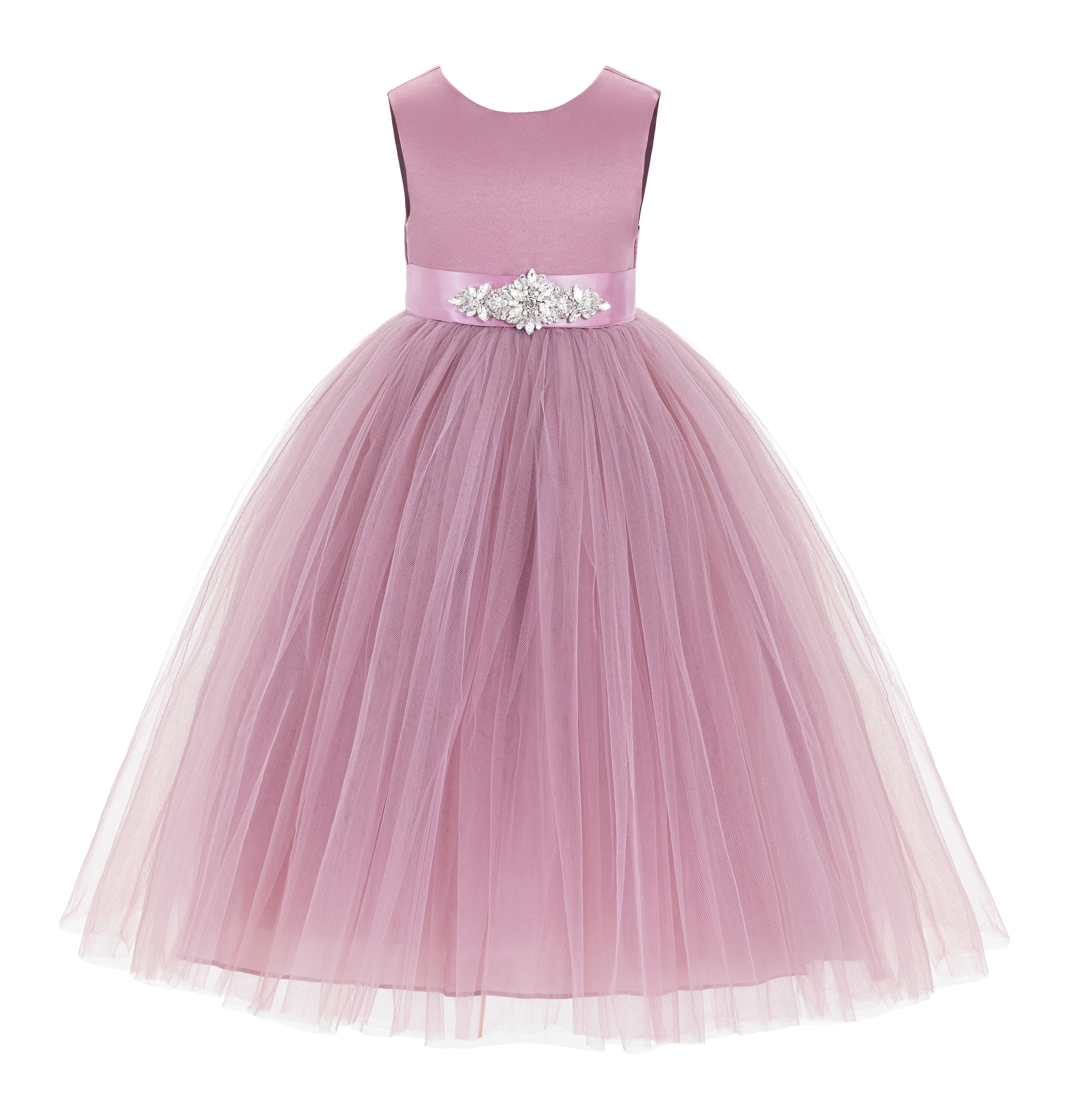 Ekidsbridal V-Back Satin Tulle Flower Girl Dresses Ceremonial Gown ...