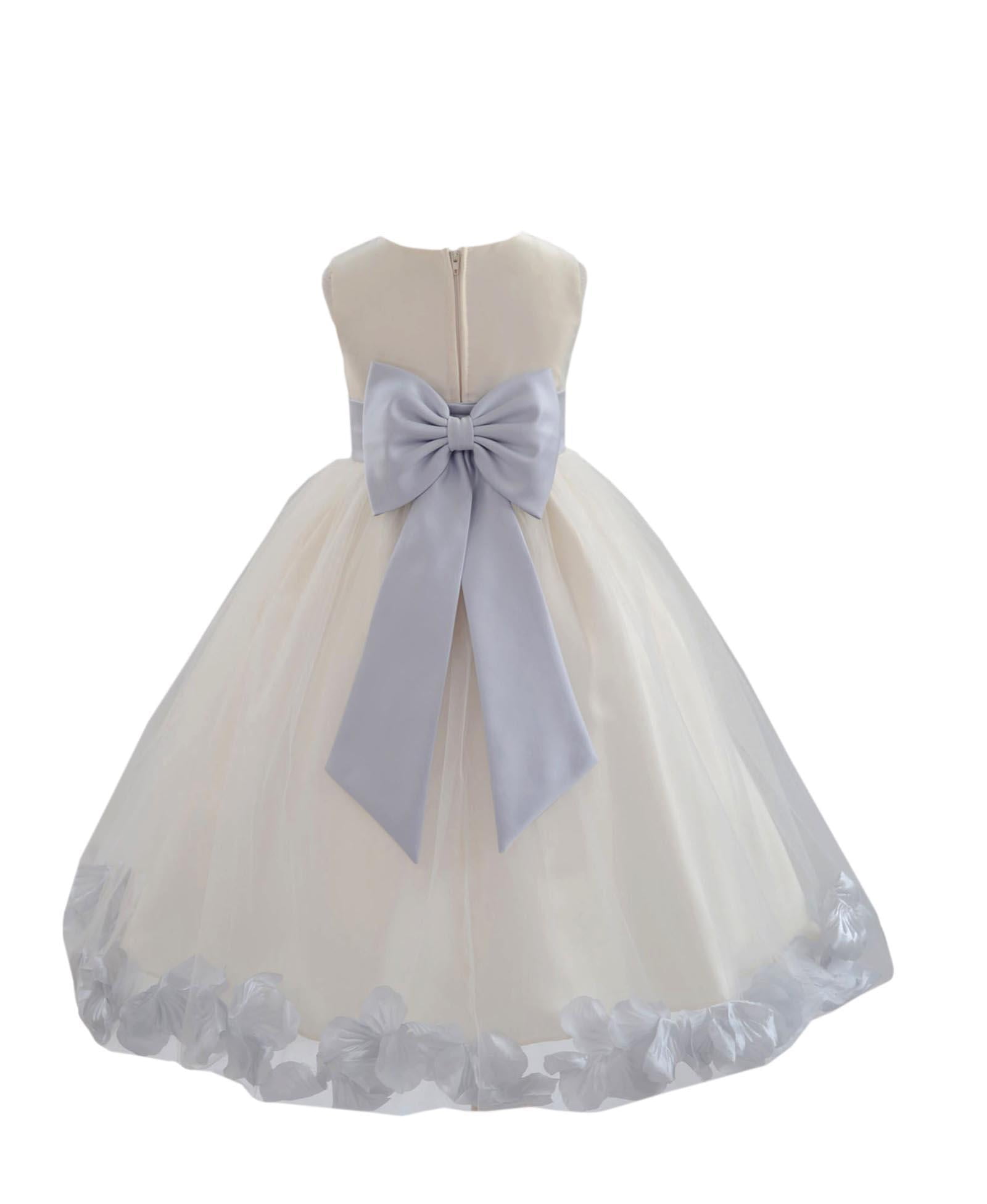 Ekidsbridal Wedding Pageant Rose Petals Ivory Tulle Flower Girl Dress ...