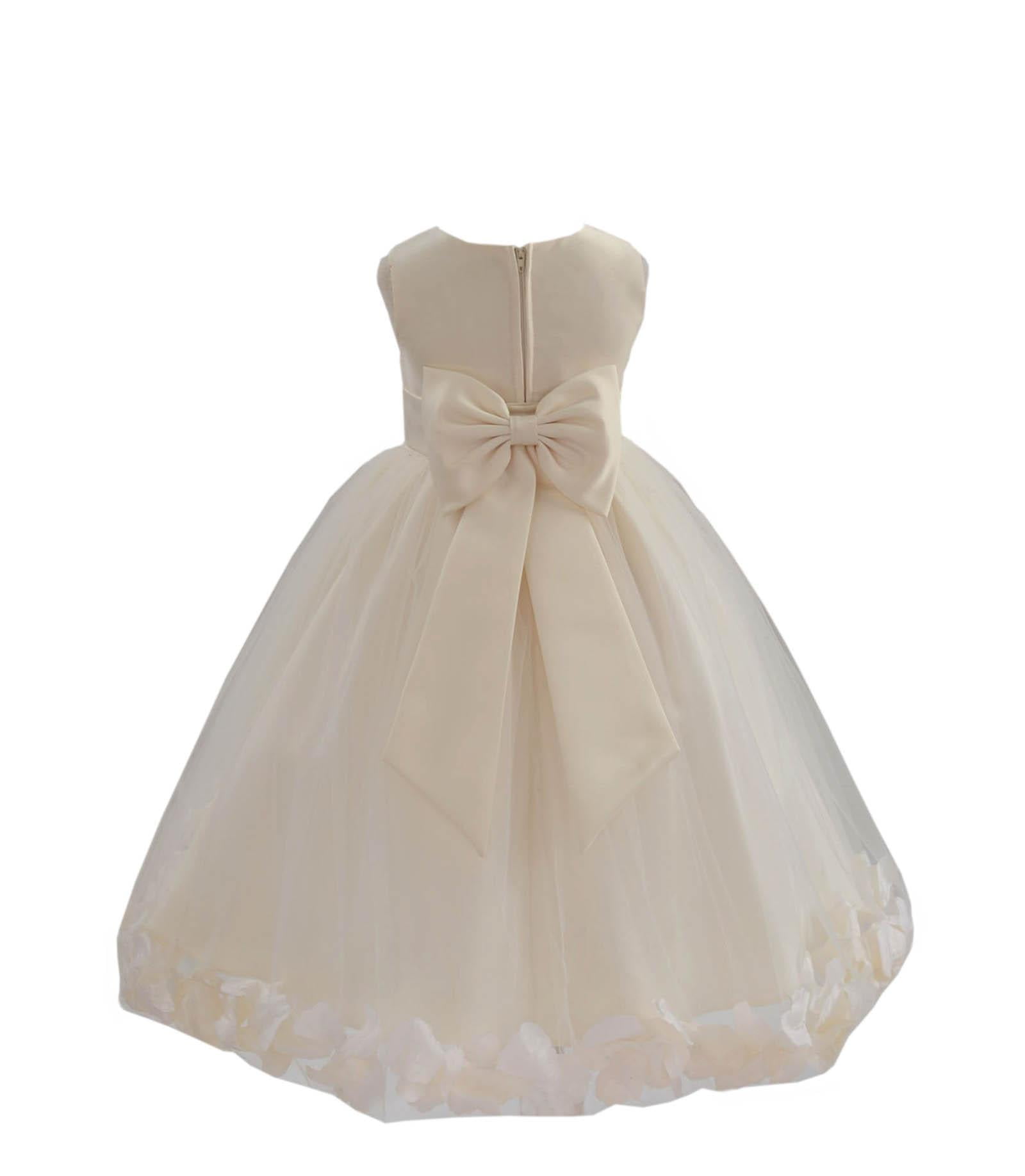 Ekidsbridal Wedding Pageant Rose Petals Ivory Tulle Flower Girl Dress ...