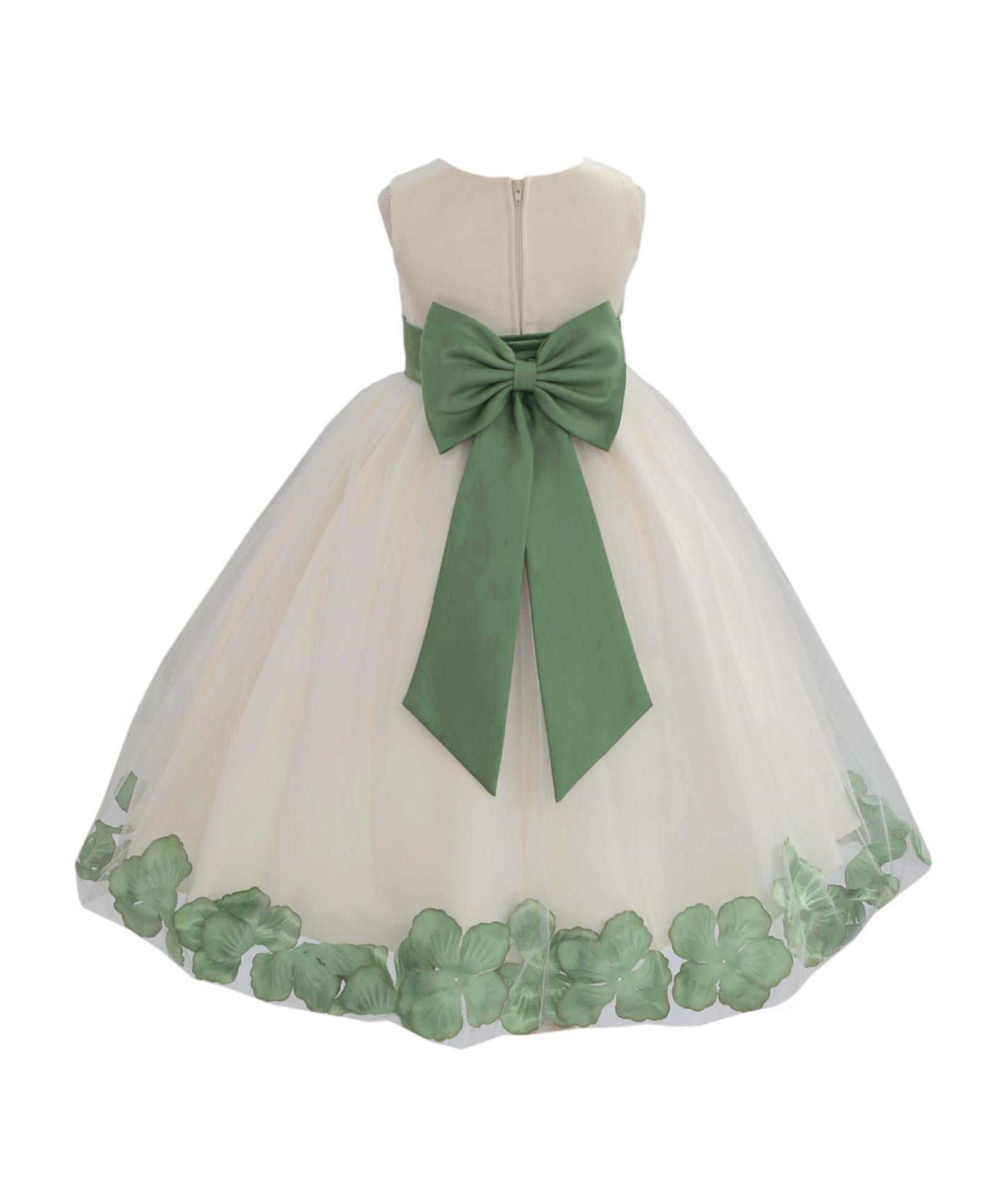 Ekidsbridal Wedding Pageant Rose Petals Ivory Tulle Flower Girl Dress ...